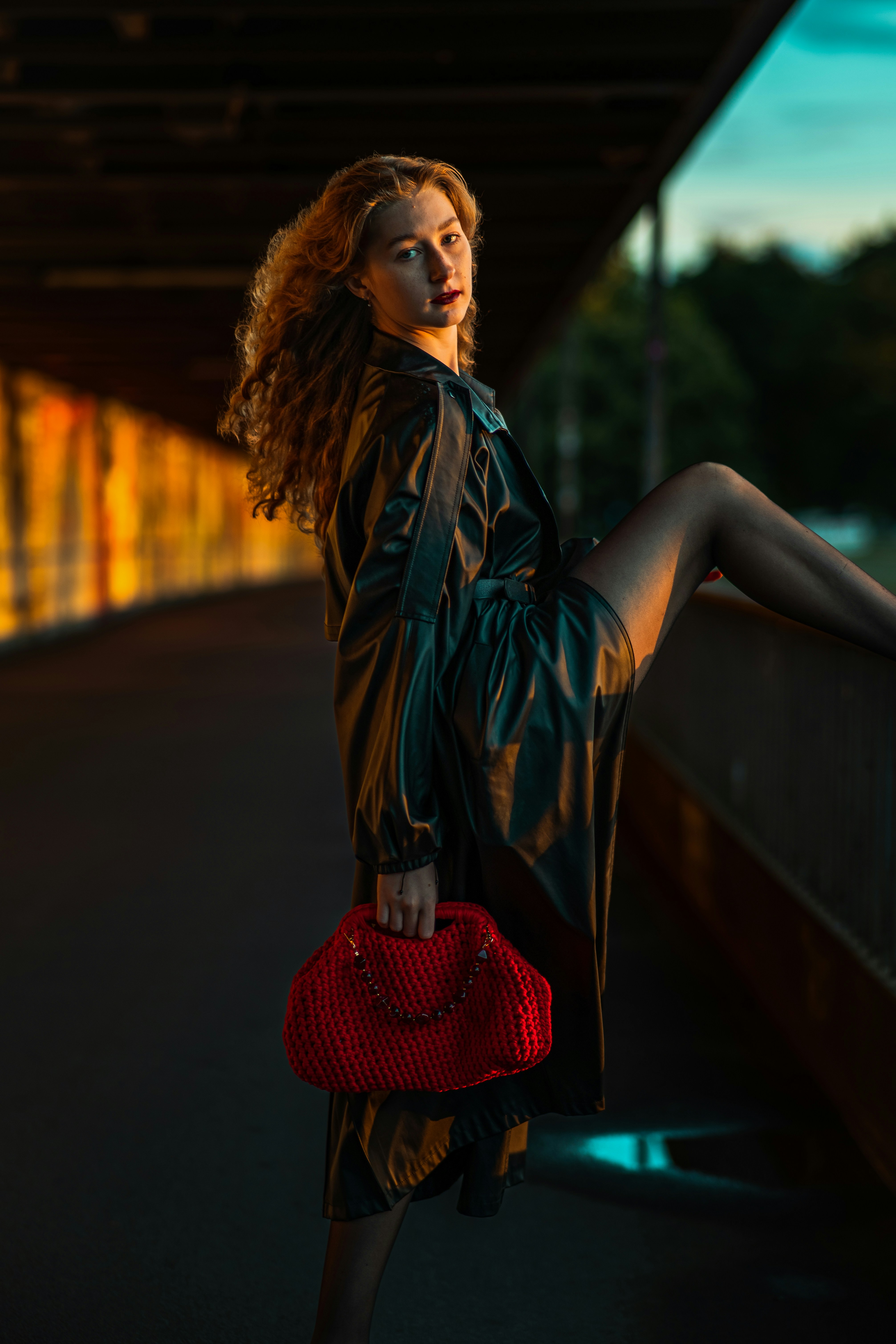 Golden Hour Edge: A Portrait on the Rails