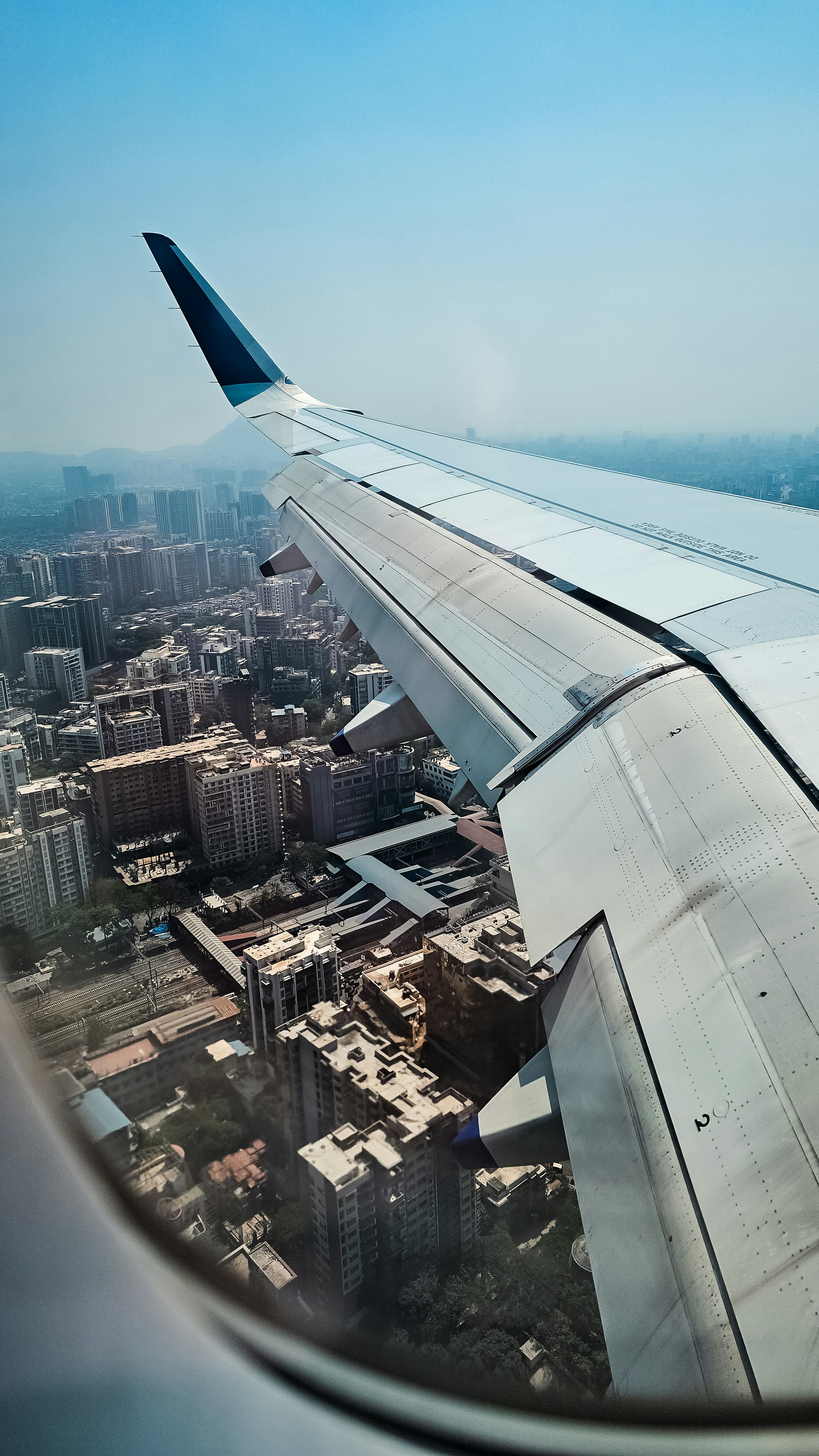 Winged Cityscape: A Sky-View Over Neon Urban Sprawl