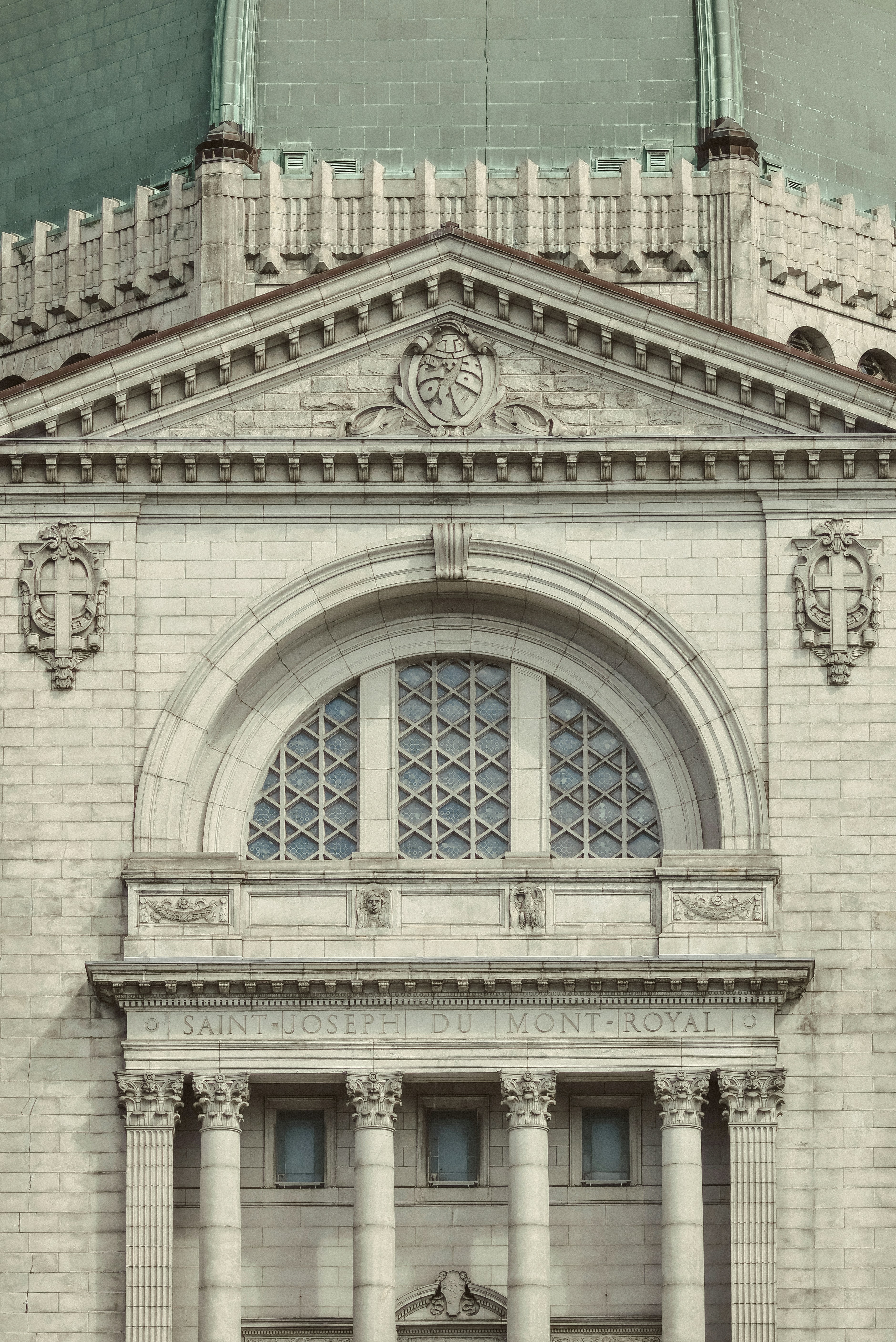 Front Facade of Saint-Joseph du Mont-Royal: Architectural Detail in Stone