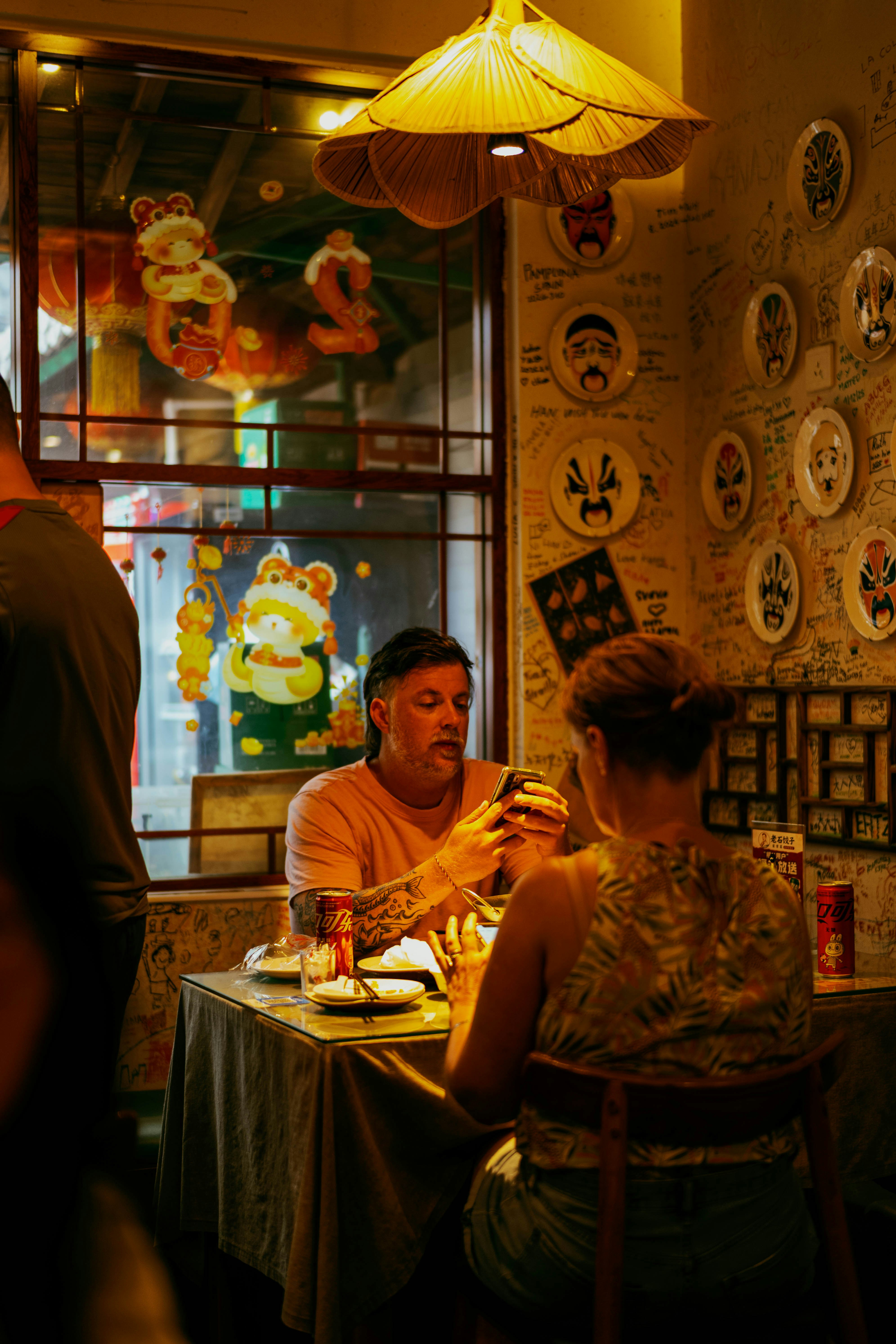 Dimly Lit Dinner Chat by Neon Wall Art