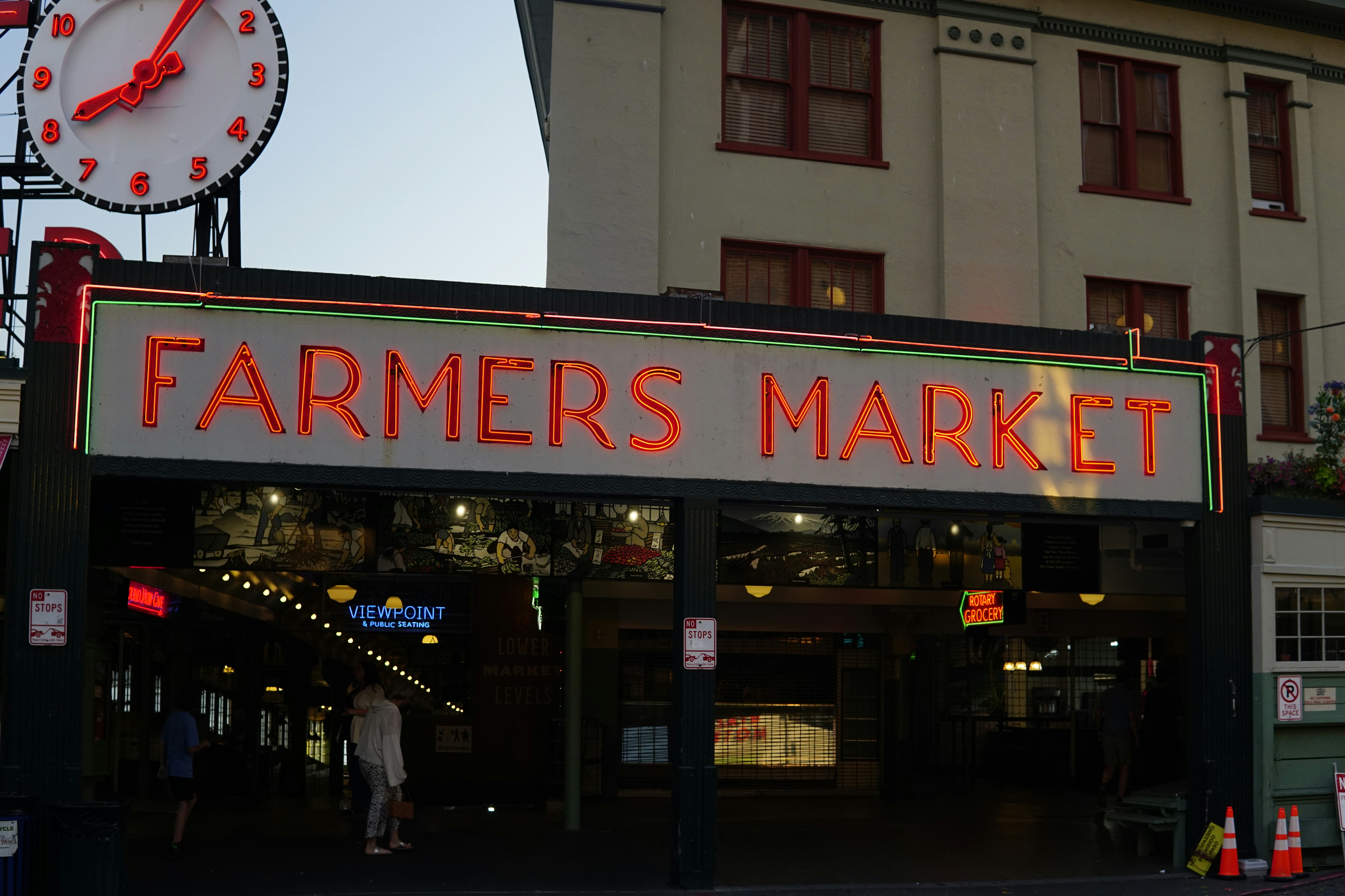 Neon Sign at the Farmers Market Entrance