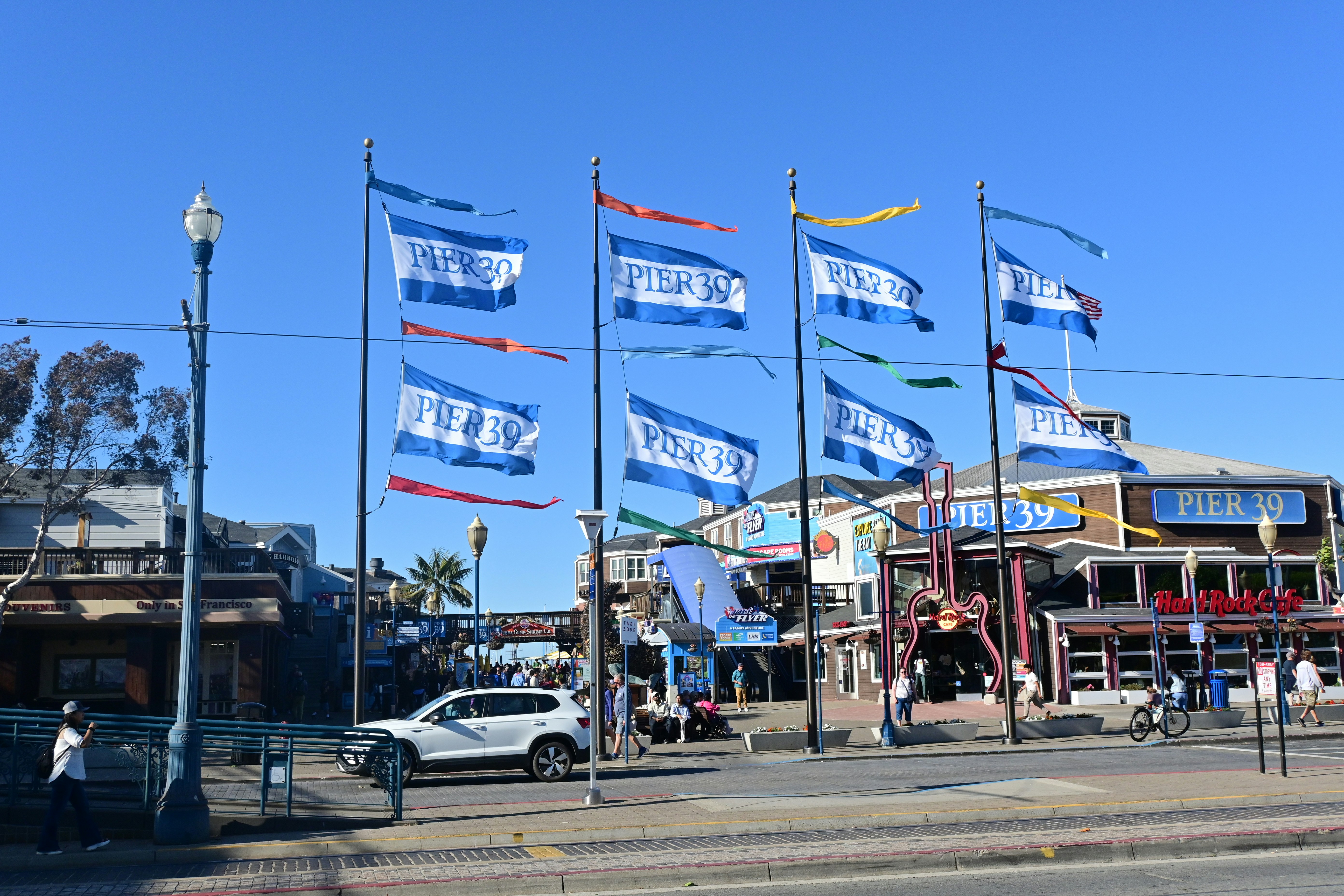 Flags of Pier 39: A Sunlit Harbor Scene
