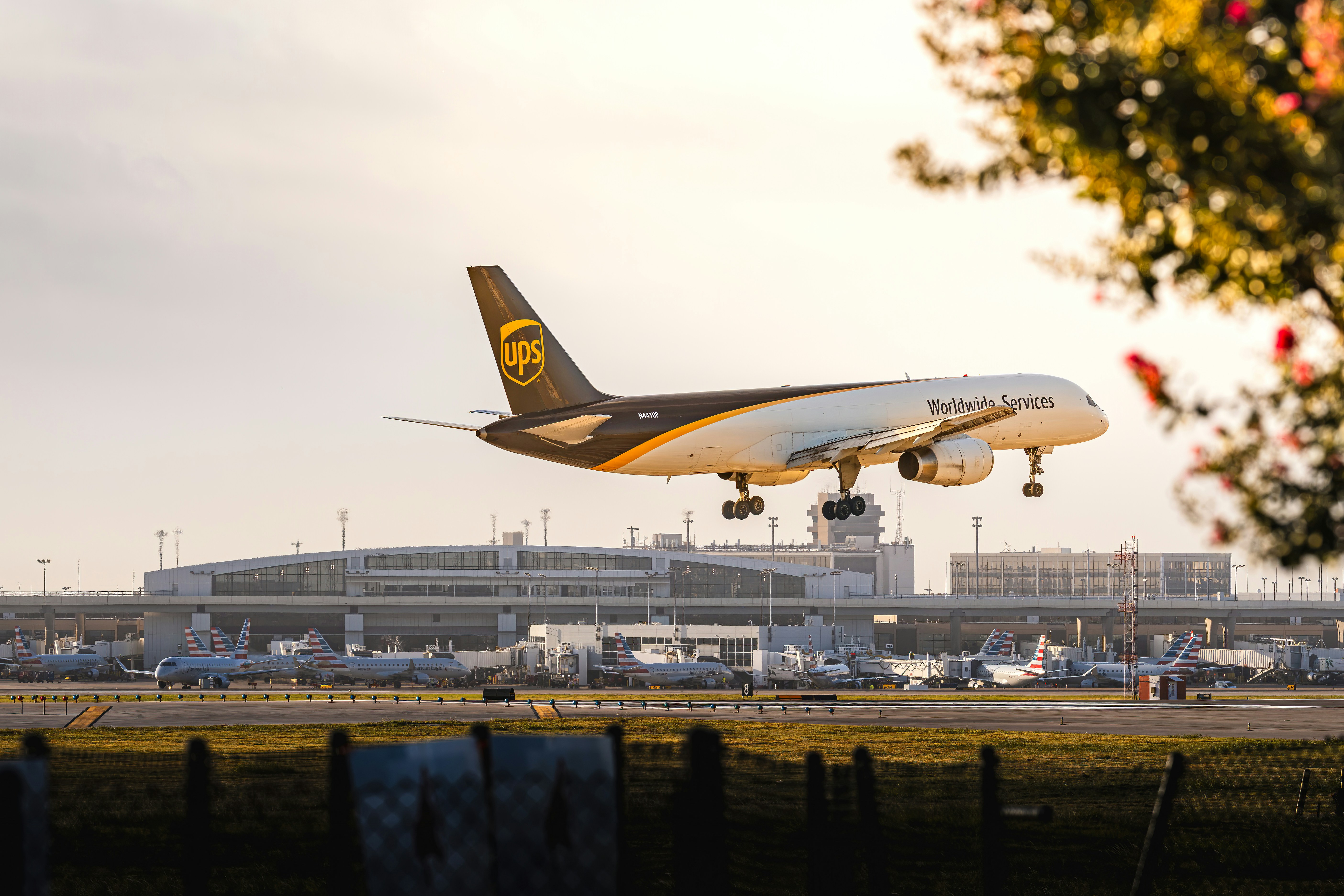 Grounded in Transit: A UPS 767 Ready for Takeoff at Dusk