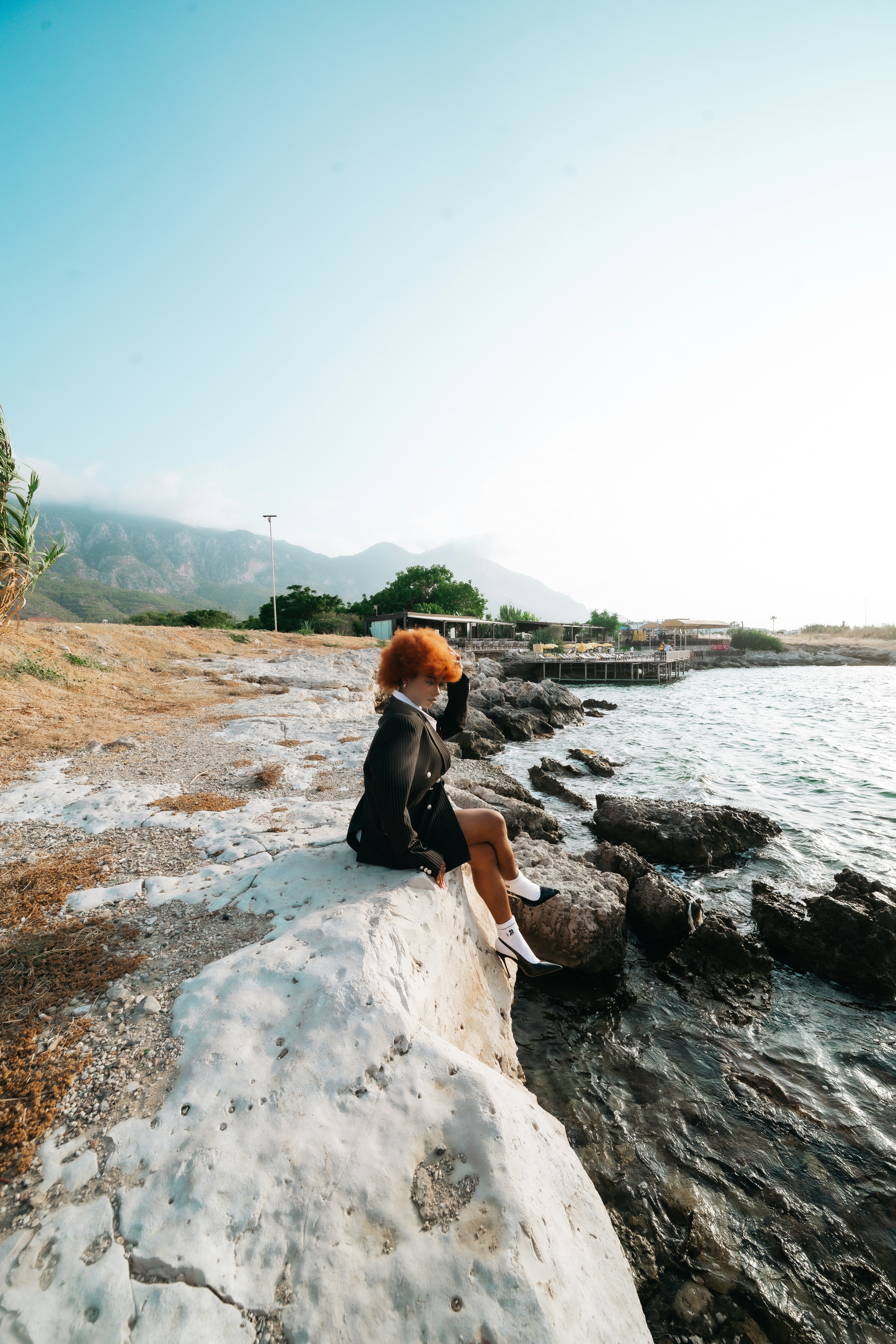 Red-Haired Moment by the Quiet Sea