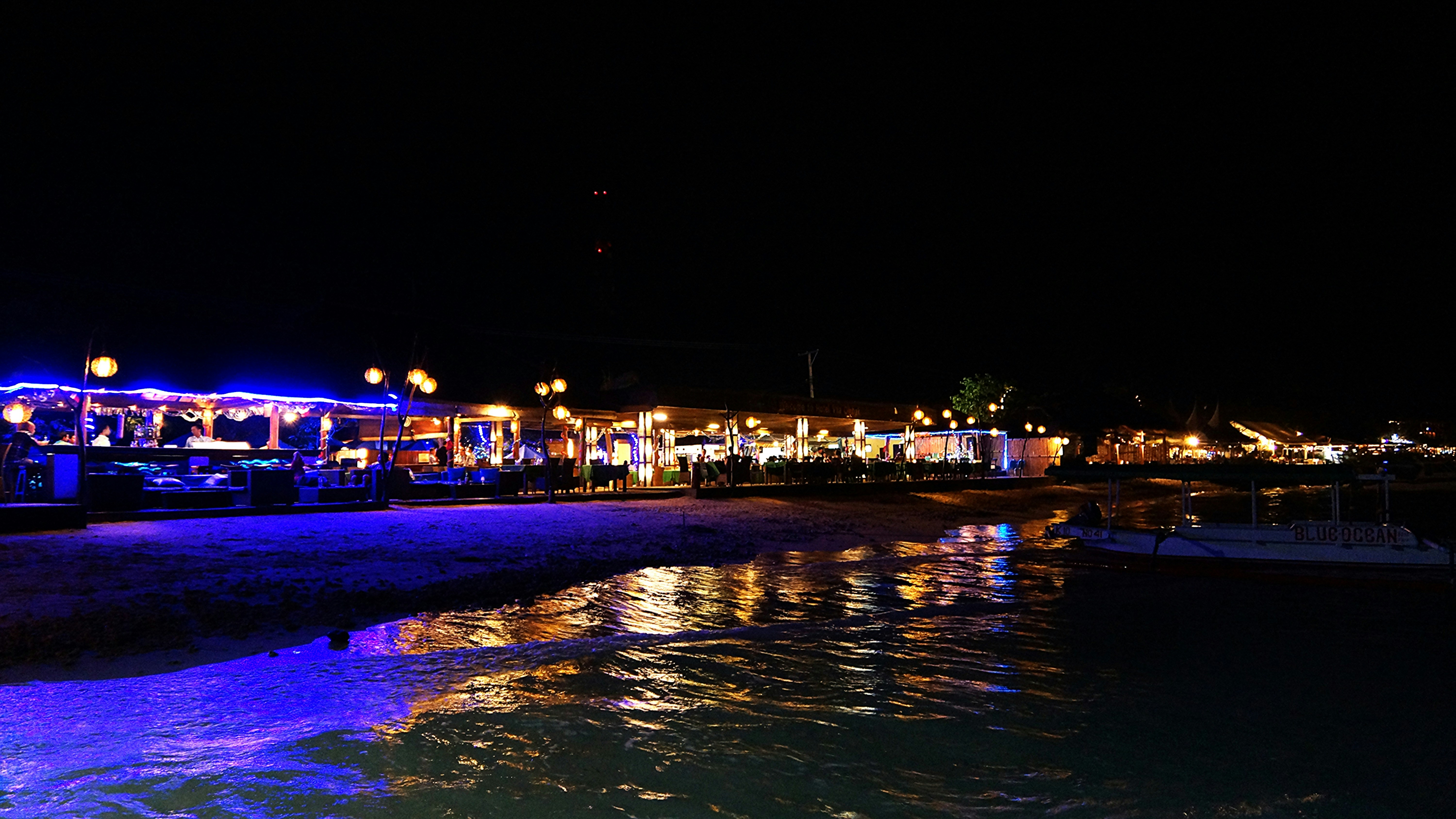 Nightmarket Reflections: Neon Harbor by the Water