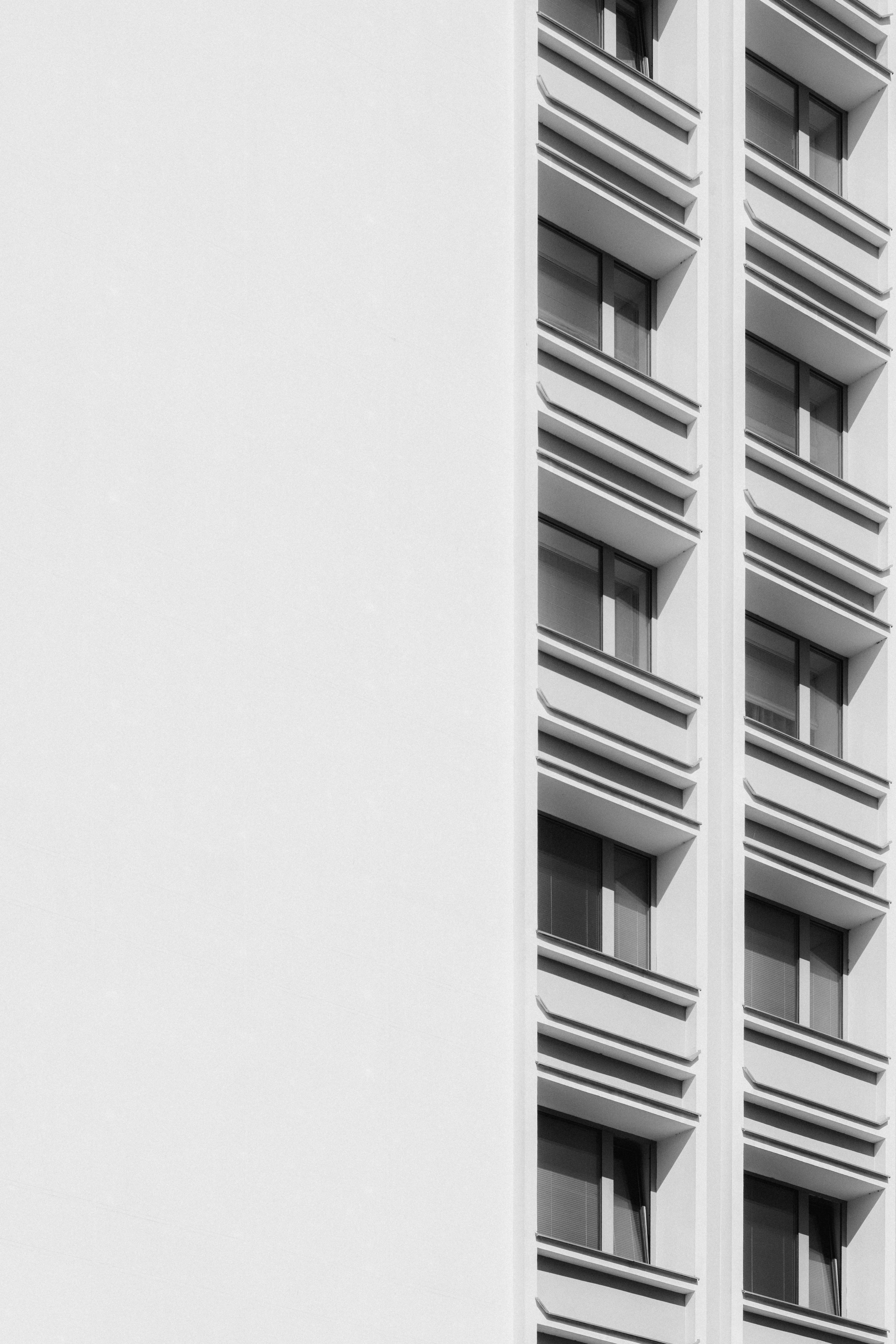 Monochrome Facade: Vertical Rhythm of a Modern Building