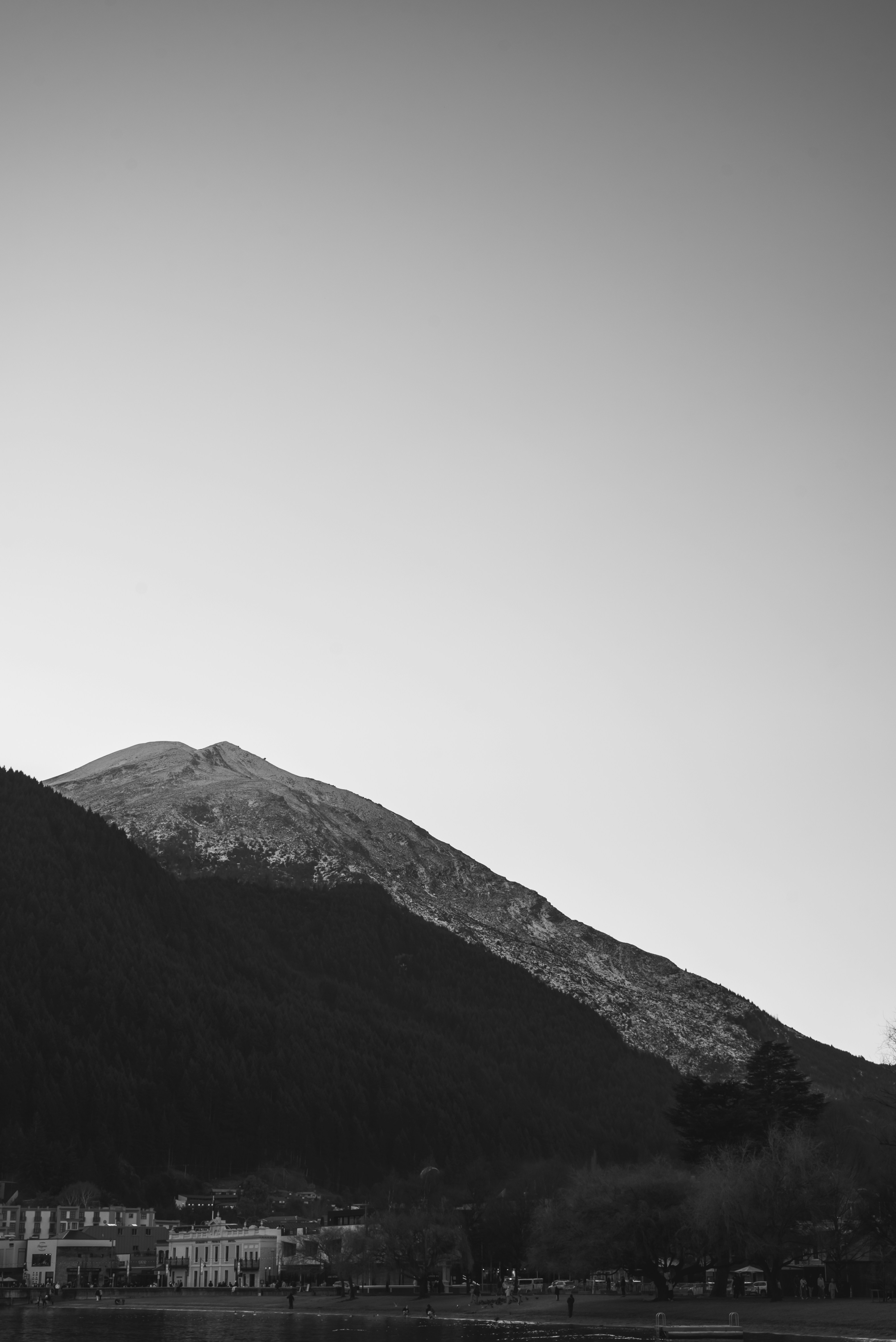 Quiet Lake Town at the Foot of a Slumbering Peak