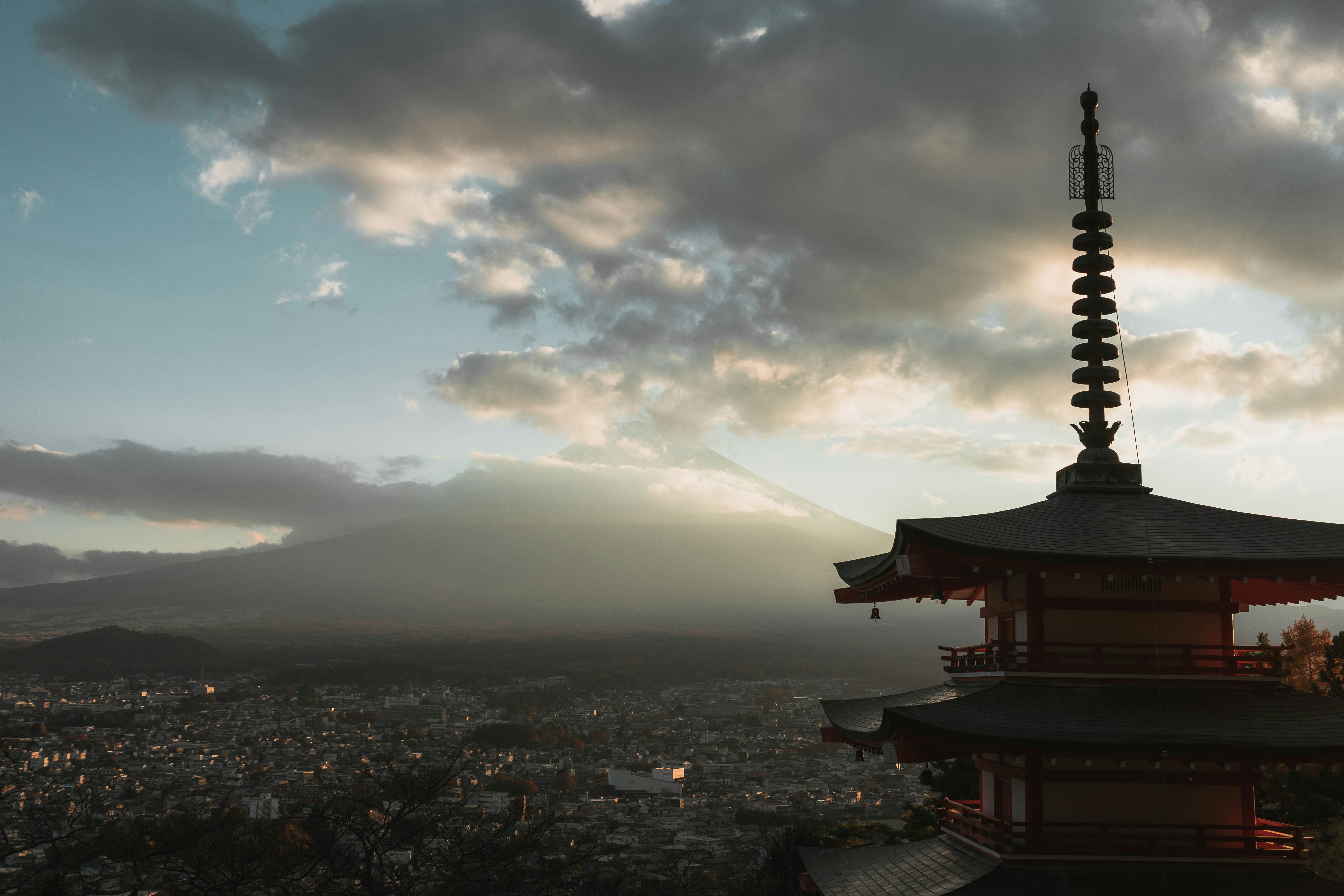 Temple Spire Over Kyoto at Dusk