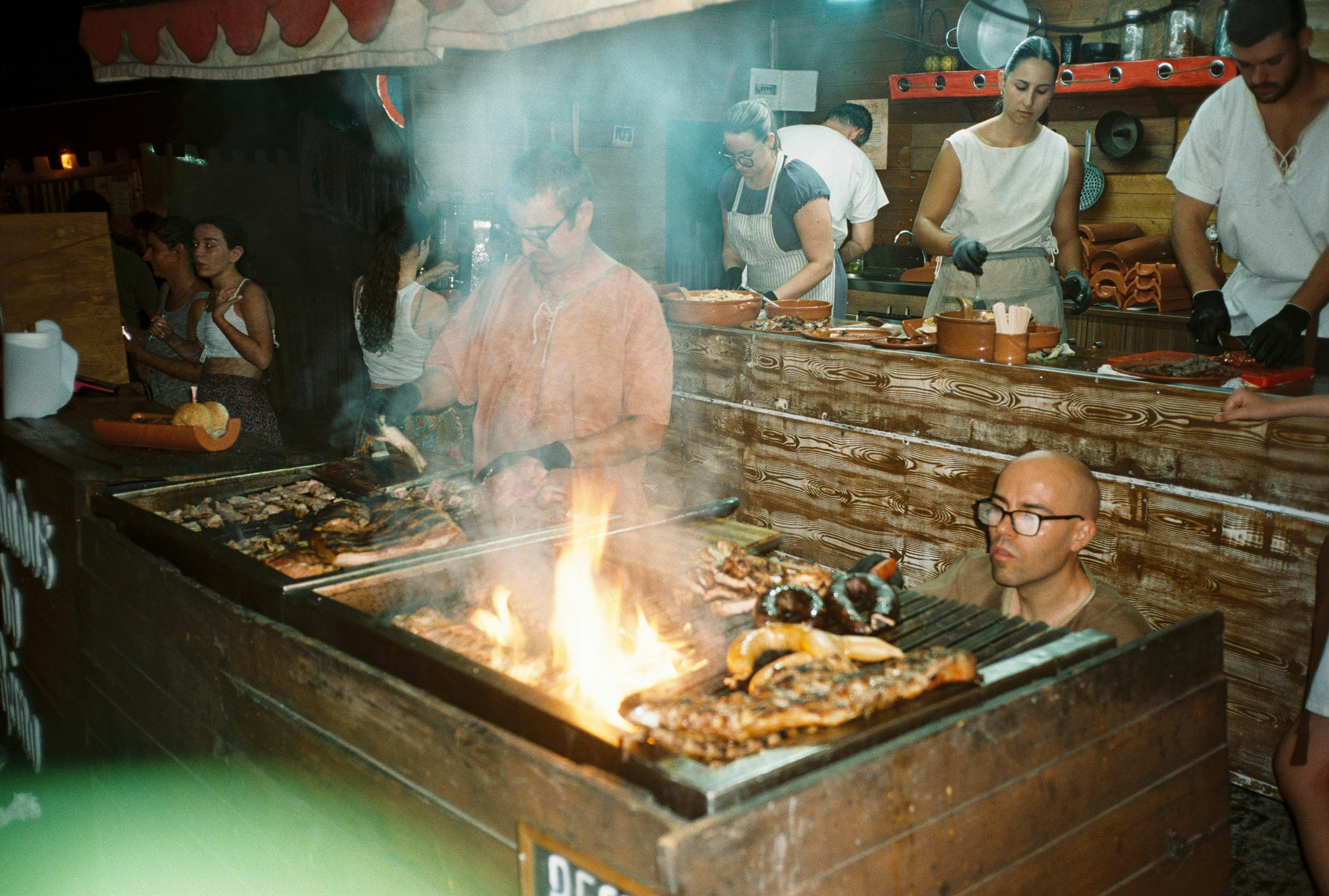 Flames and Feast: Behind-the-Scenes Grilling at a Market Barbecue