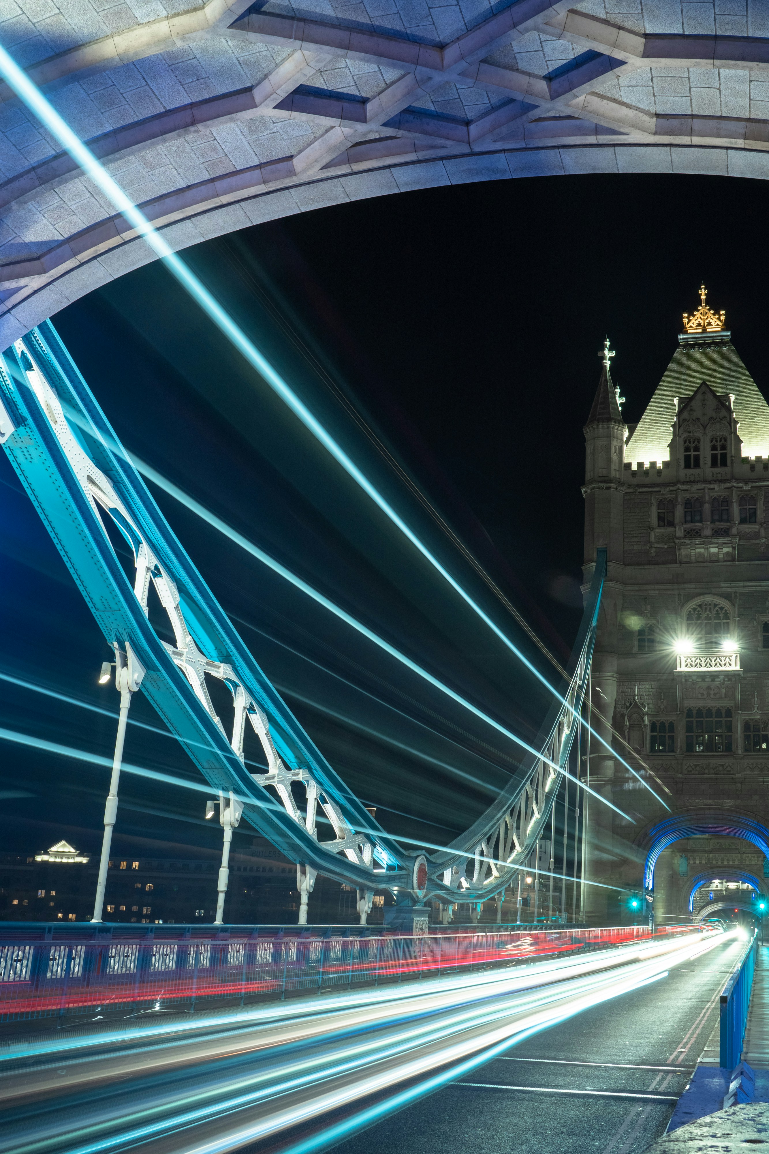 Night Ride Over Tower Bridge: Light Trails Along a Gothic Arc