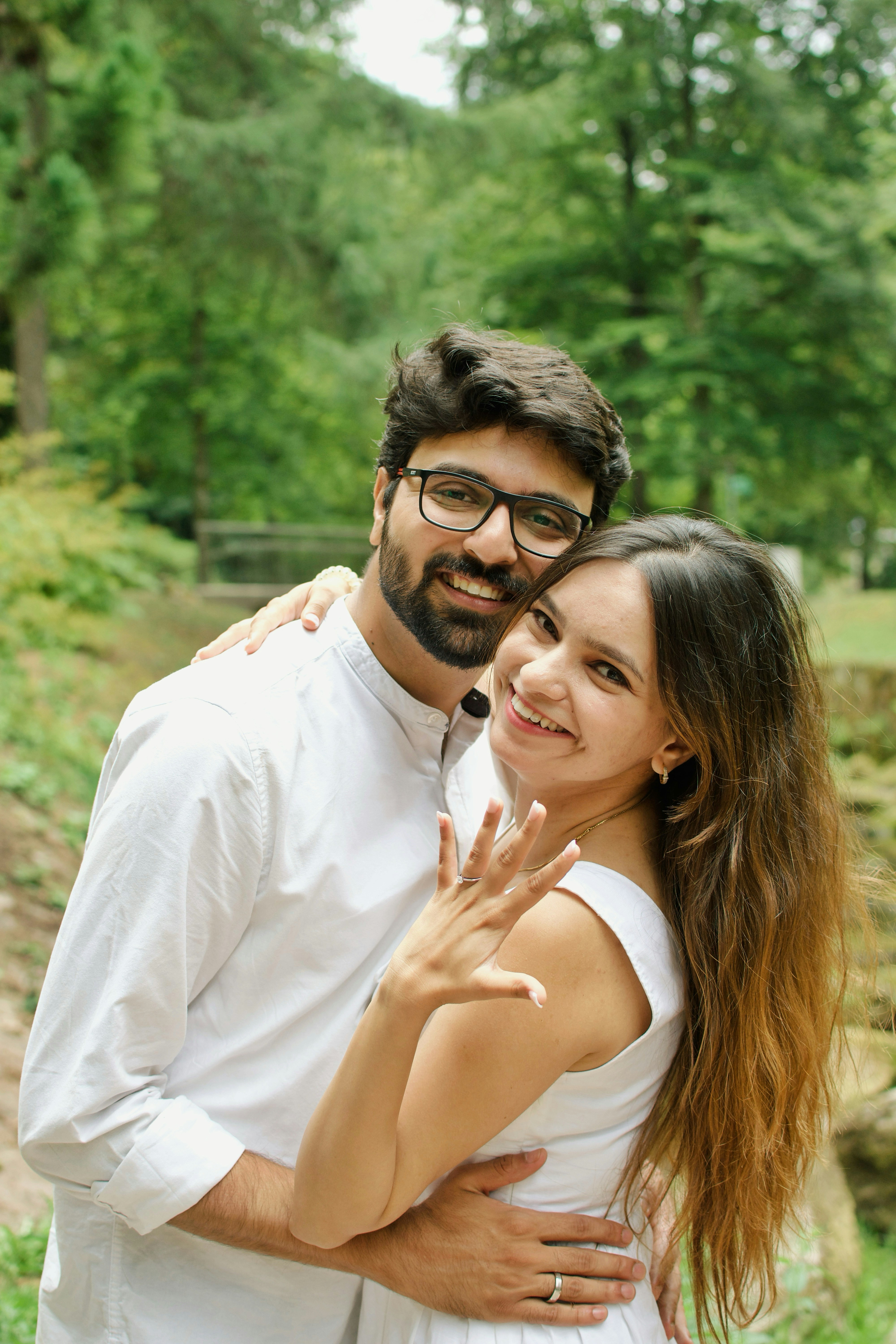 Close embrace in a sunlit park