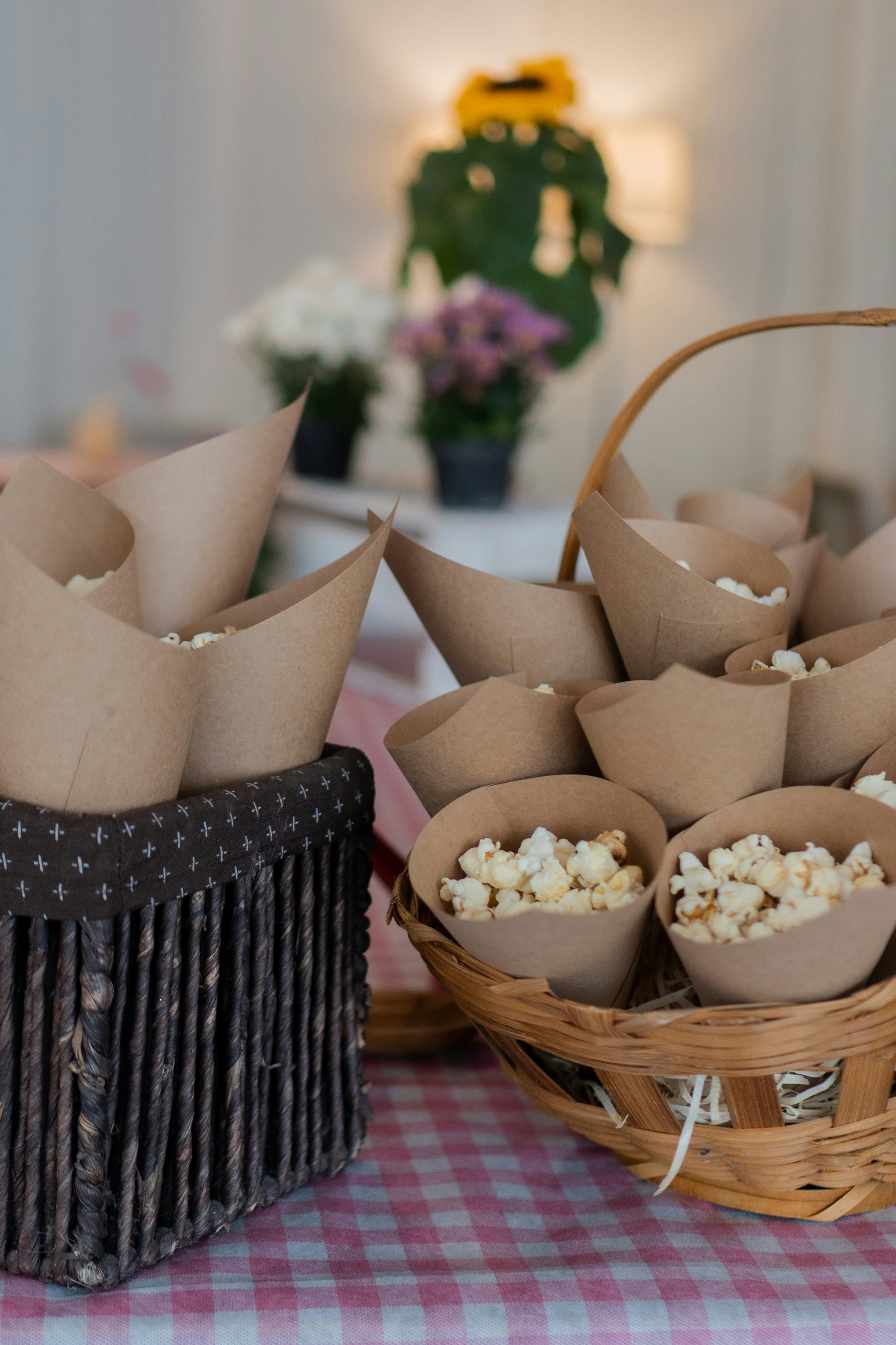 Candied Coziness: Paper Cone Treats Arranged for a Soft-Glow Bouquet