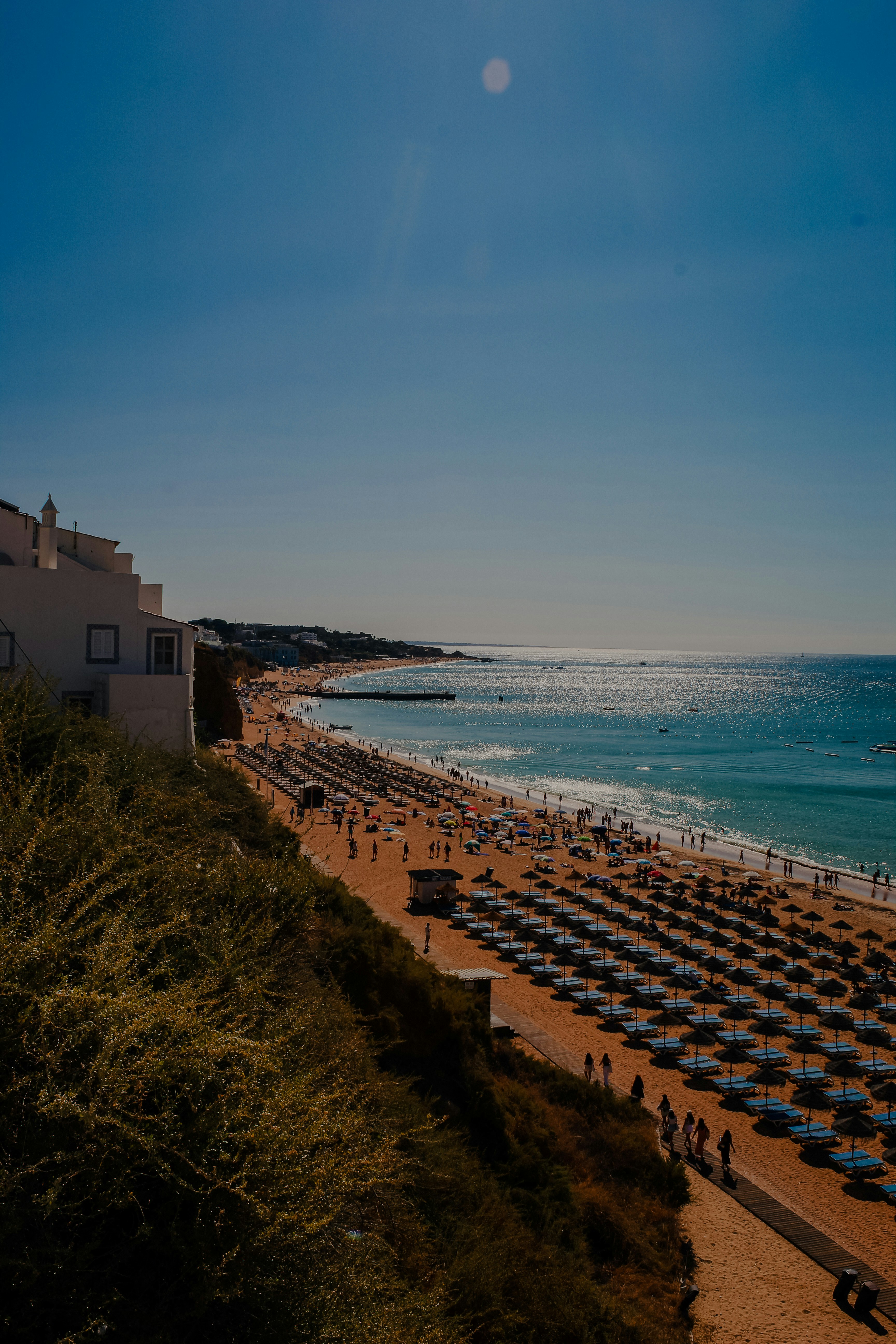 Sunlit Strand: A Terrace of Umbrellas and Sea