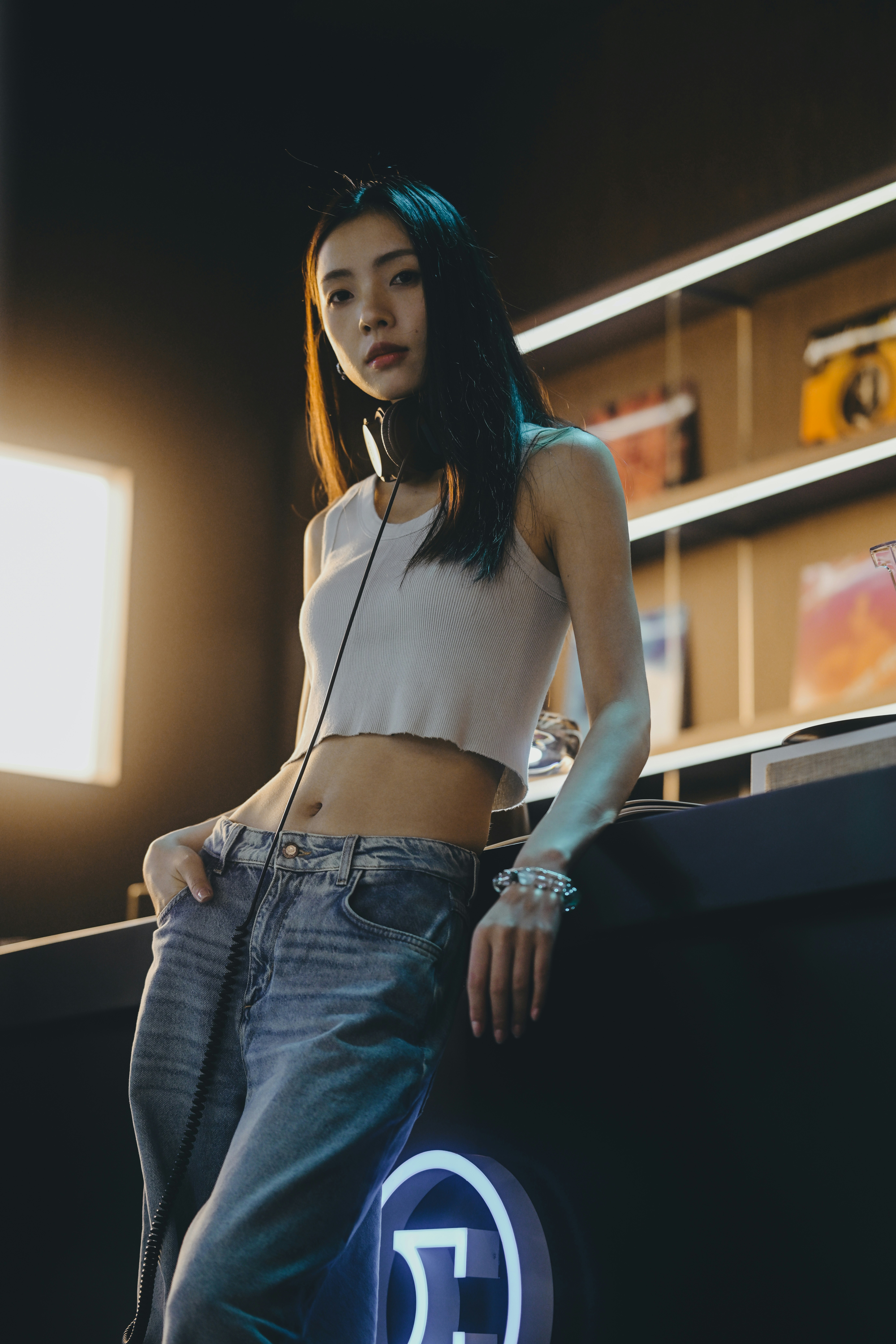 Neon-lit Studio Confidence
