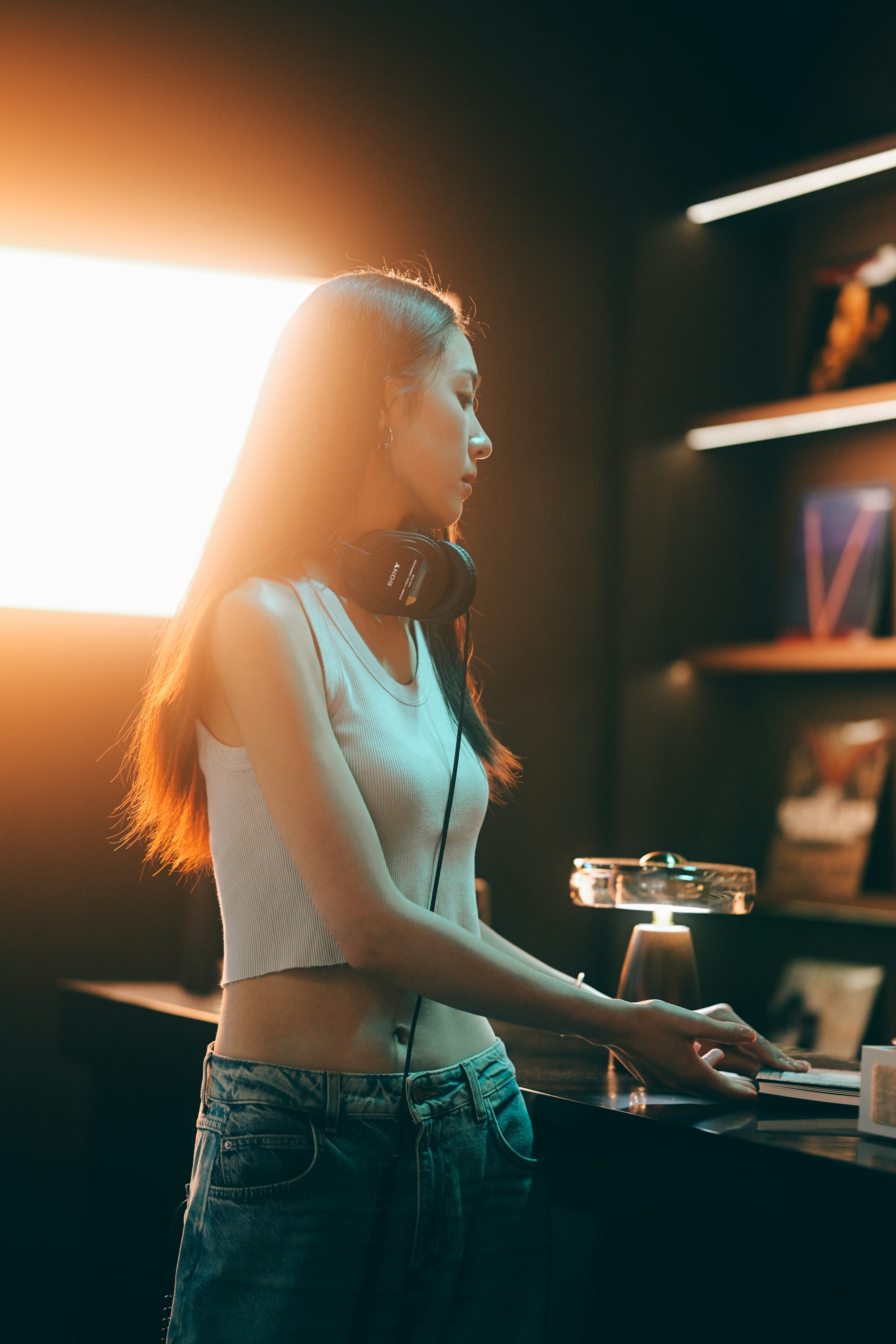 Neon Glow: A Portrait in Studio Warmth