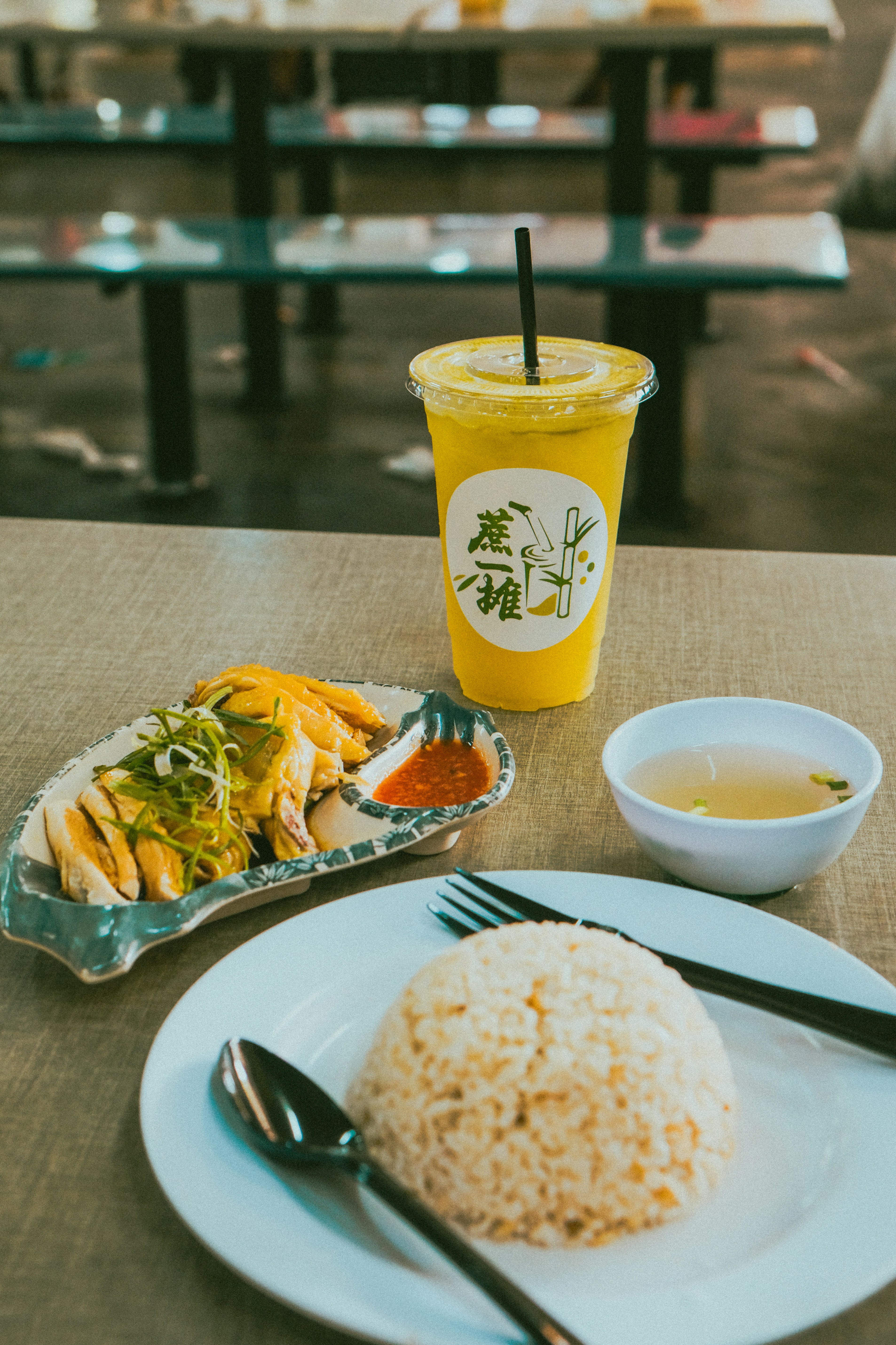 Bright Orange Moment: A Lemonade and Rice Feast on a Casual Table