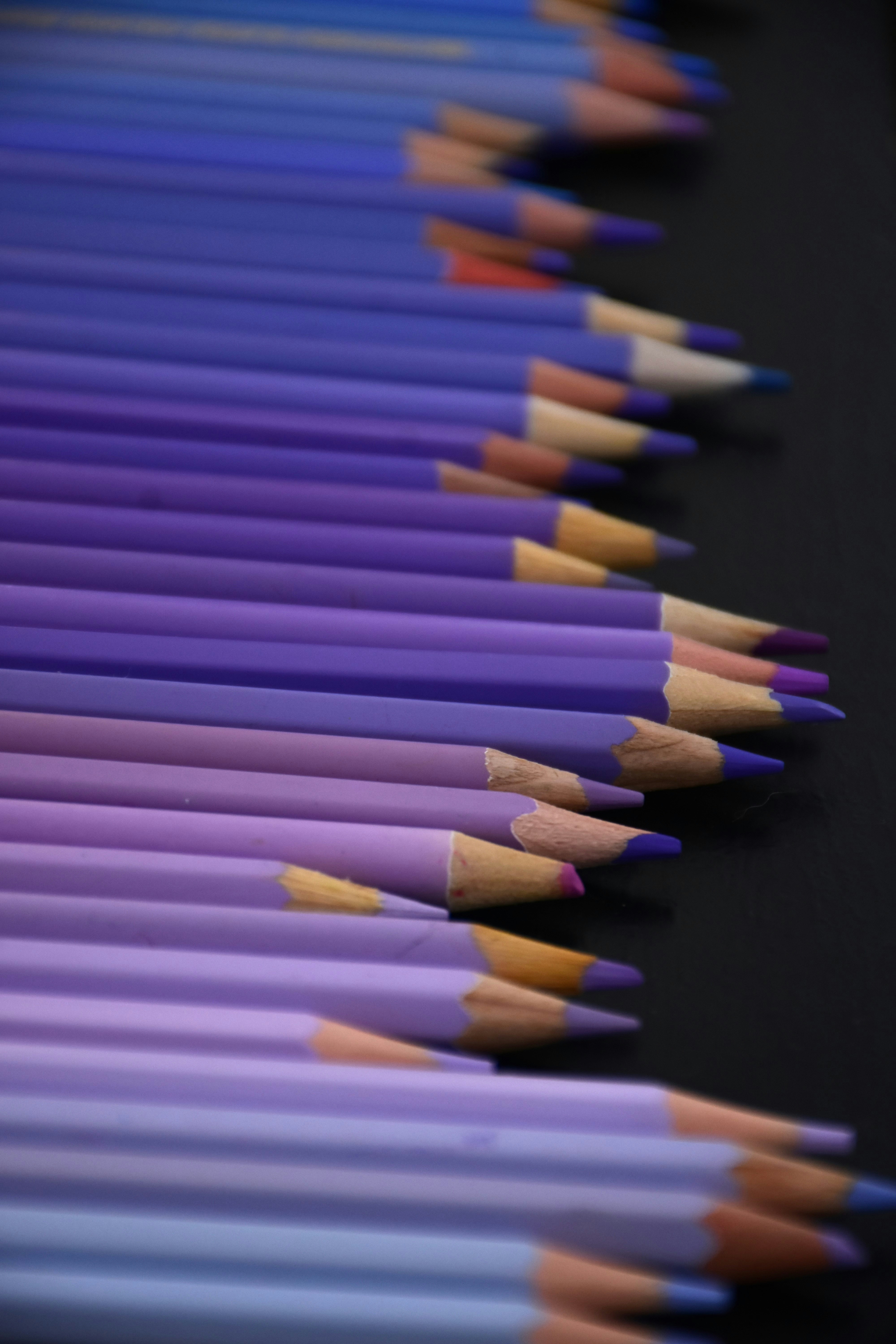 Purple Prism: A Row of Colored Pencils in Soft Focus