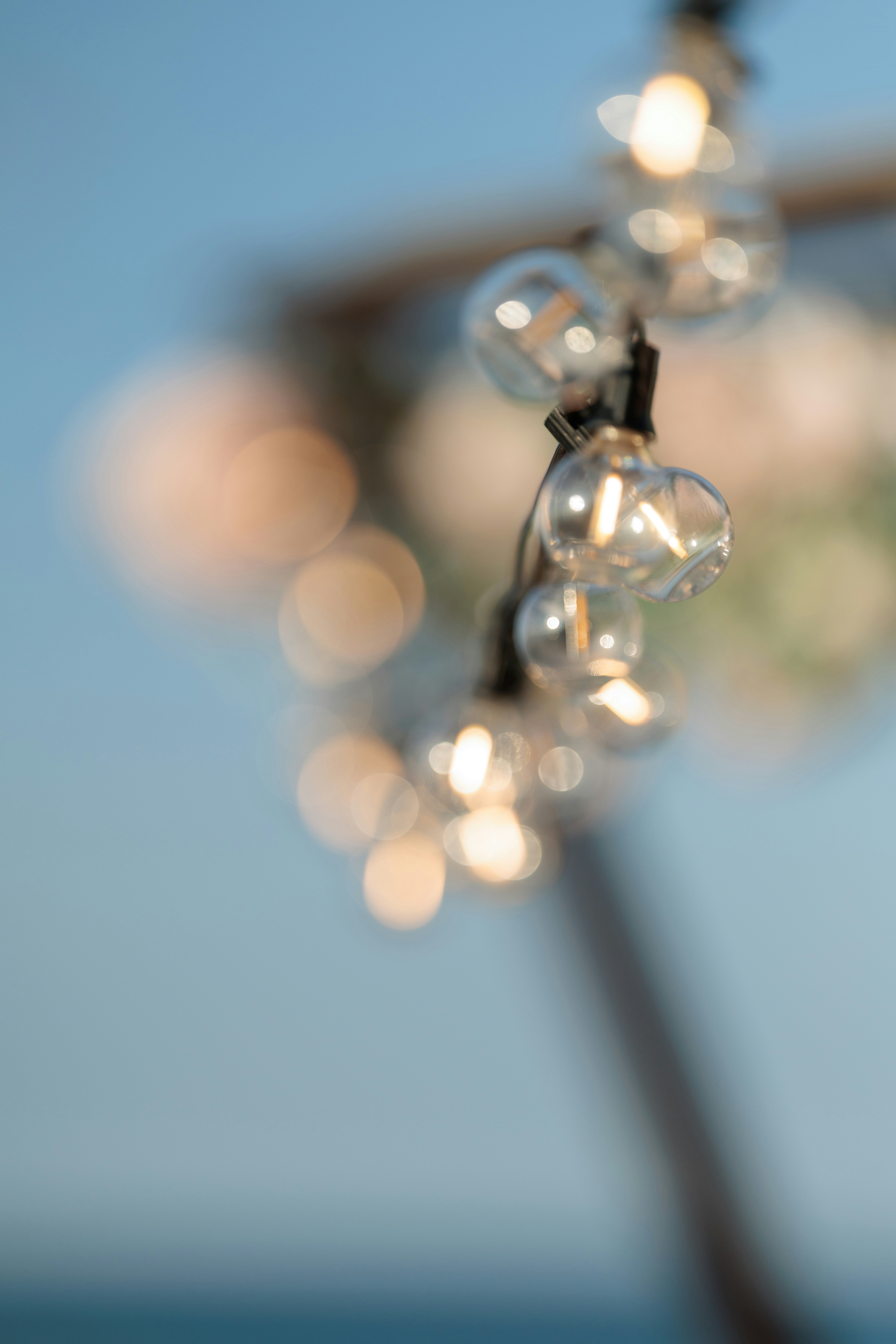 Glimmering Orbs in Soft Focus Against a Clear Sky
