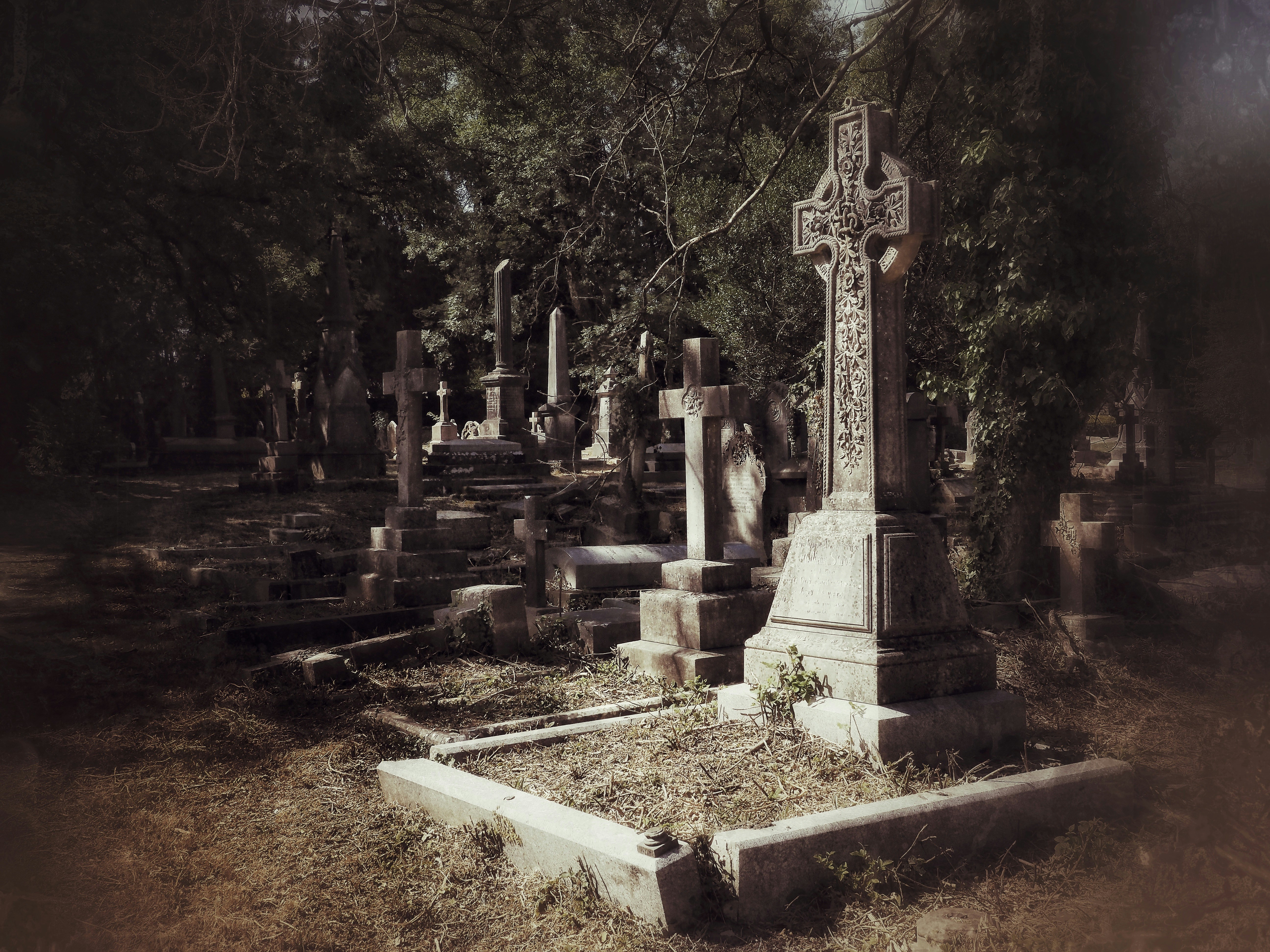Quiet Evening at the Ancient Cross Cemetery