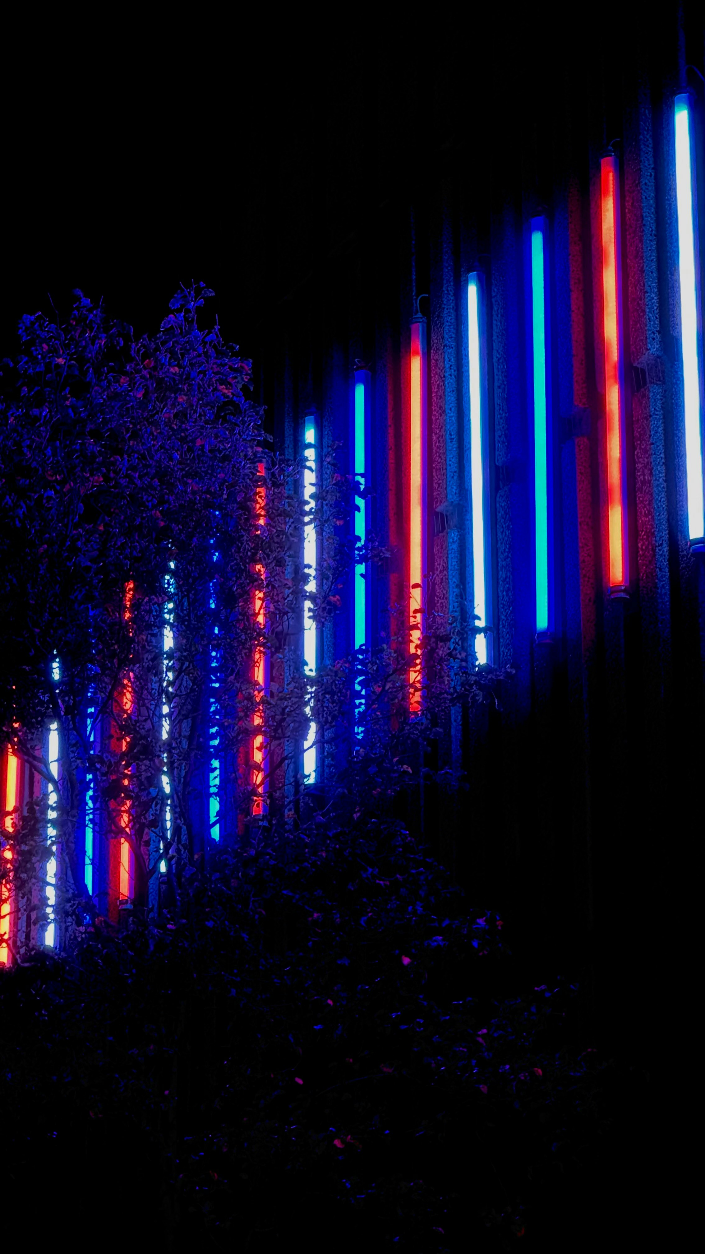 Neon Alley: A Corridor of Blue and Red Lights