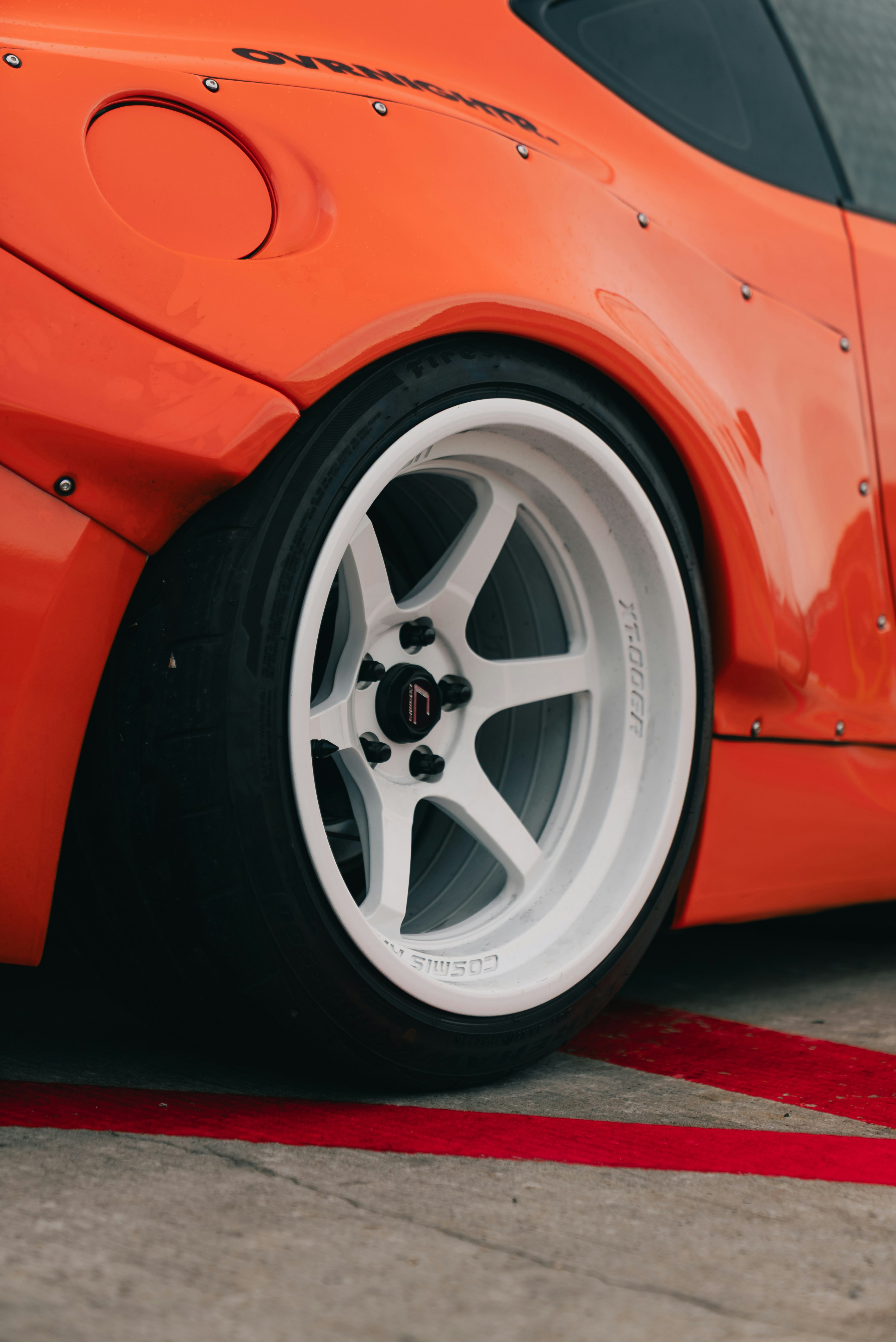 Scarlet Stance: A Close-Up of Wide Wheel, Narrow Grip