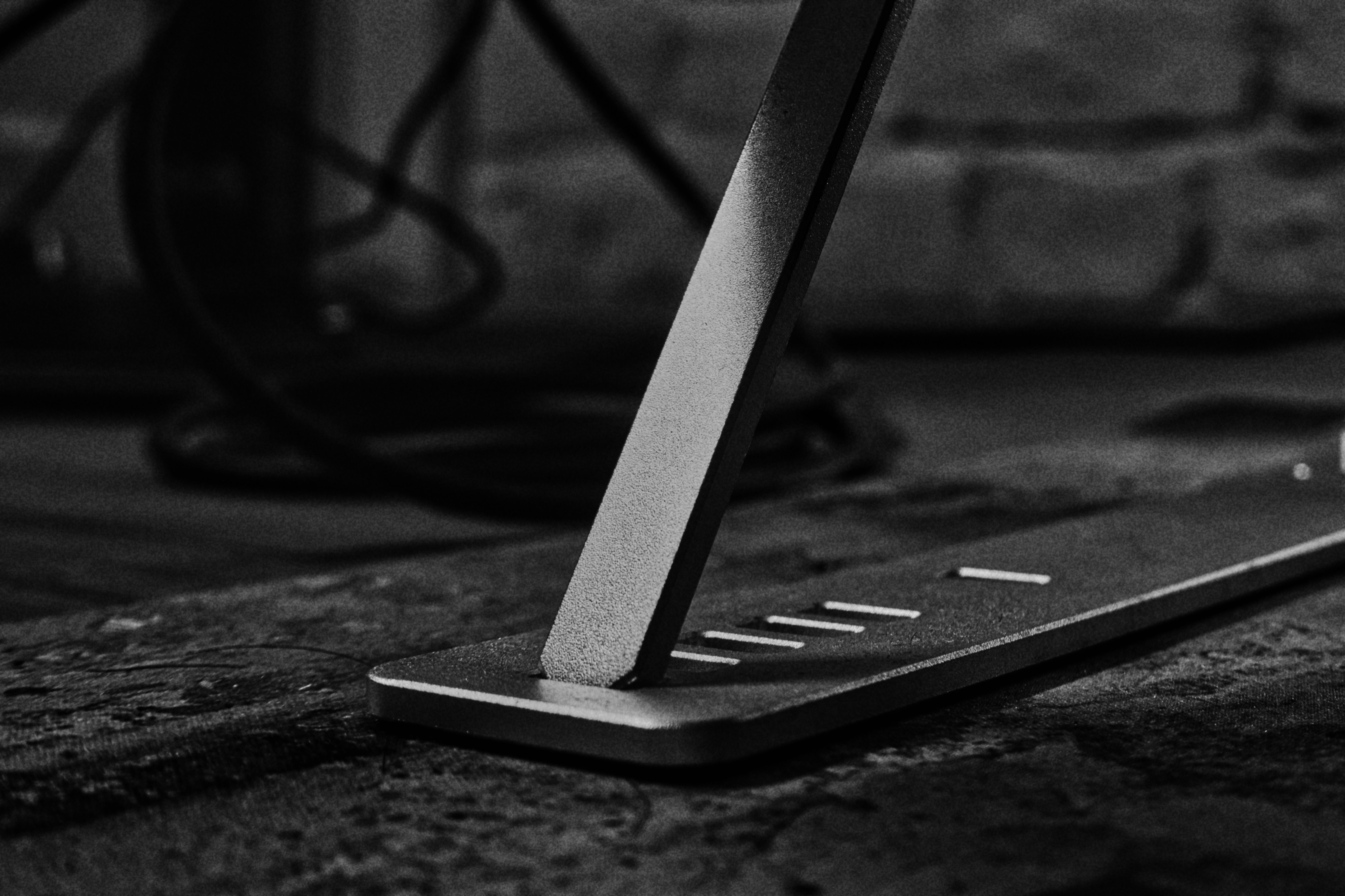 Darkened Studio Keyboard Stand in Focus
