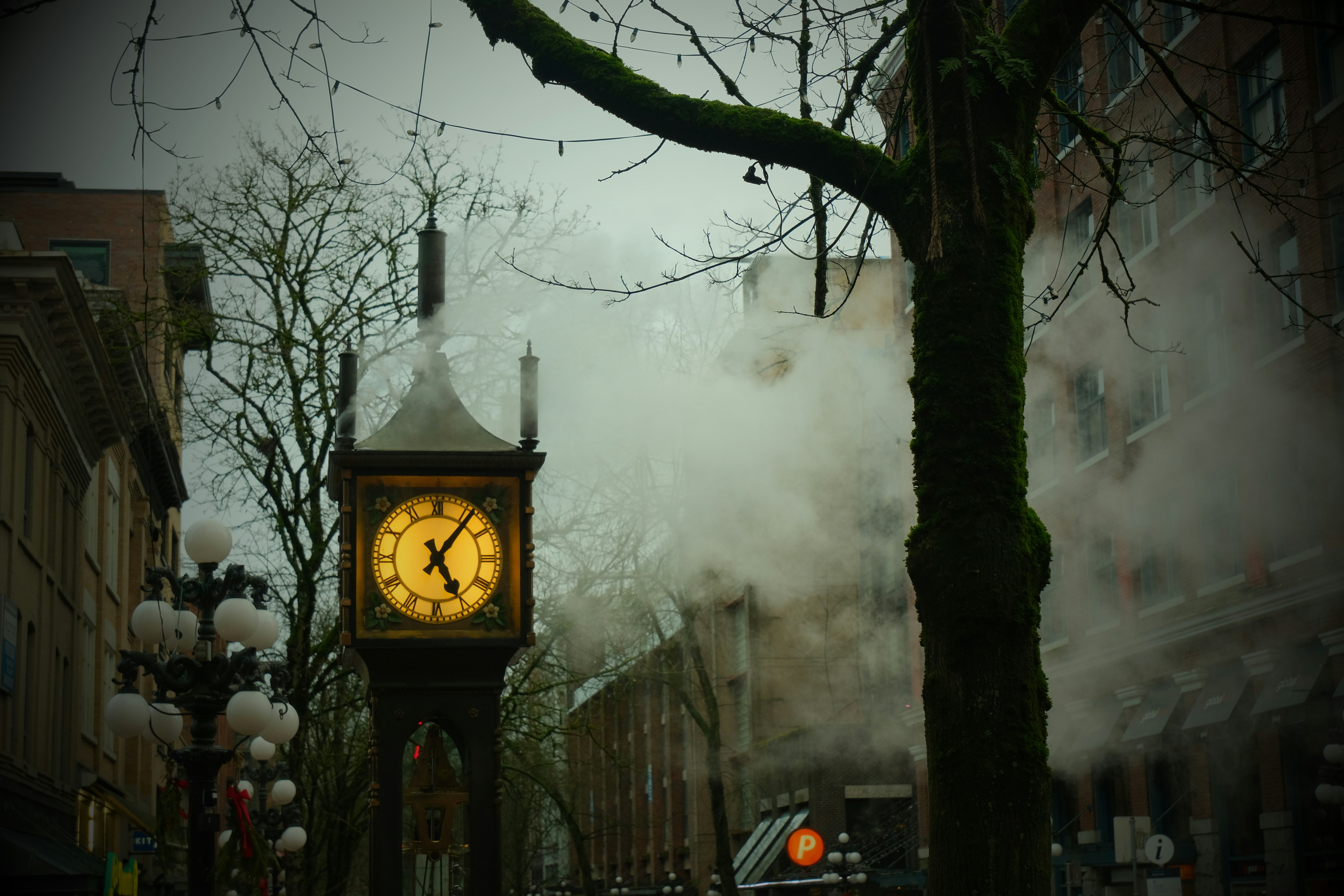 Steam and Time: The Clock Tower in a Foggy City