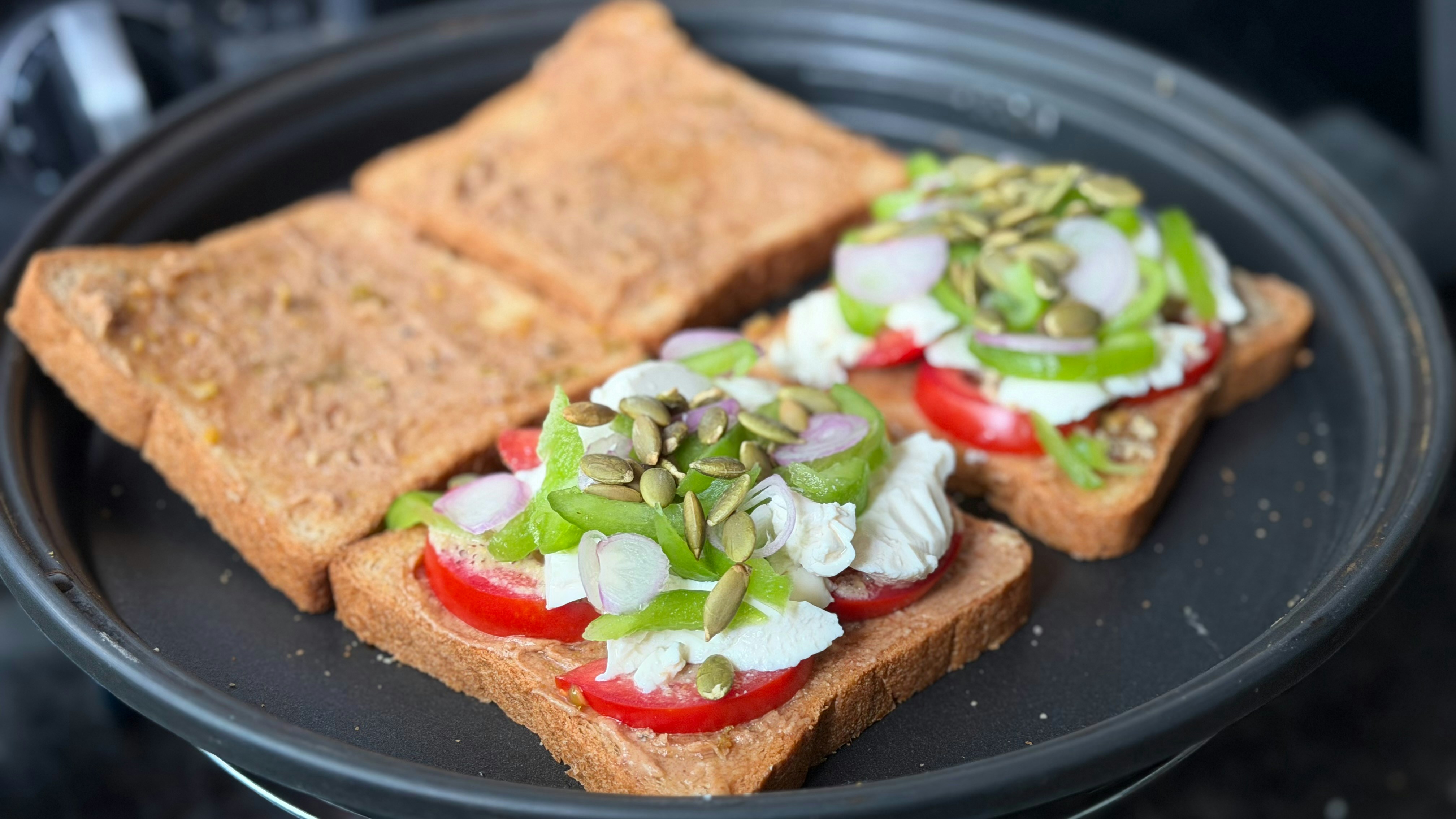 Toasted Slices with Fresh Veggie Toppers