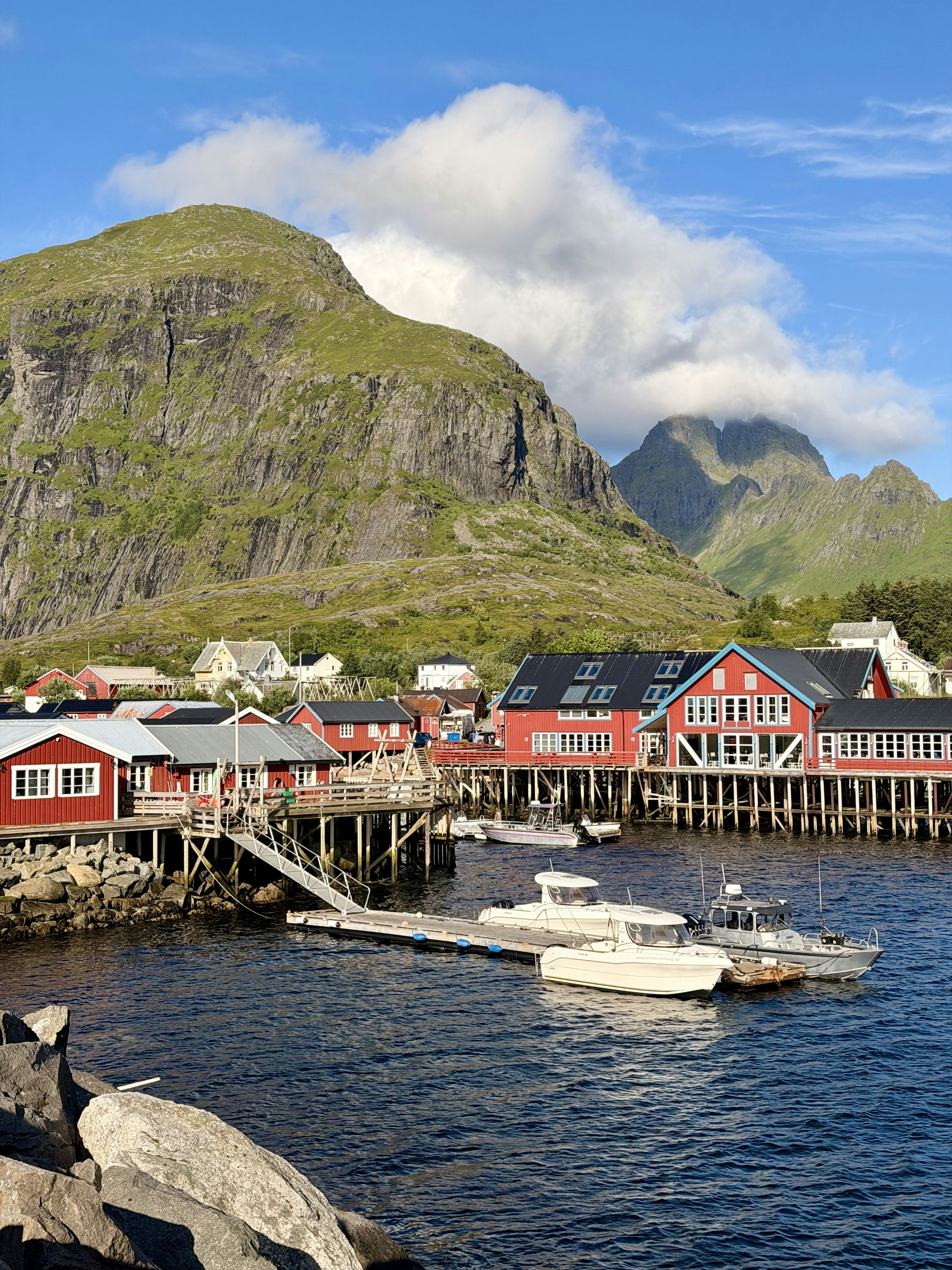 Harbor Village Beneath a Granite Peak