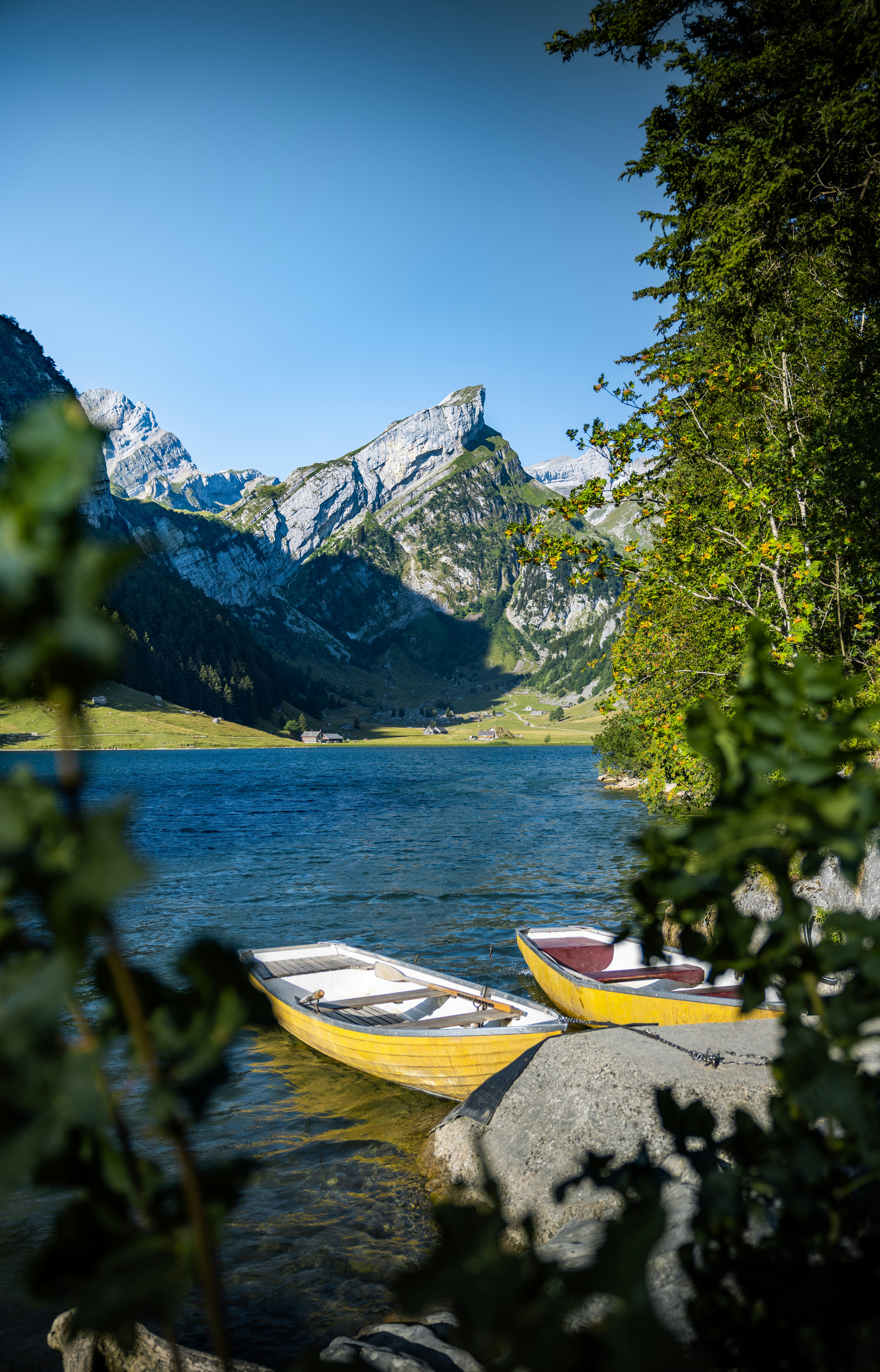 Rowboats at the Luminous Alpine Fjord