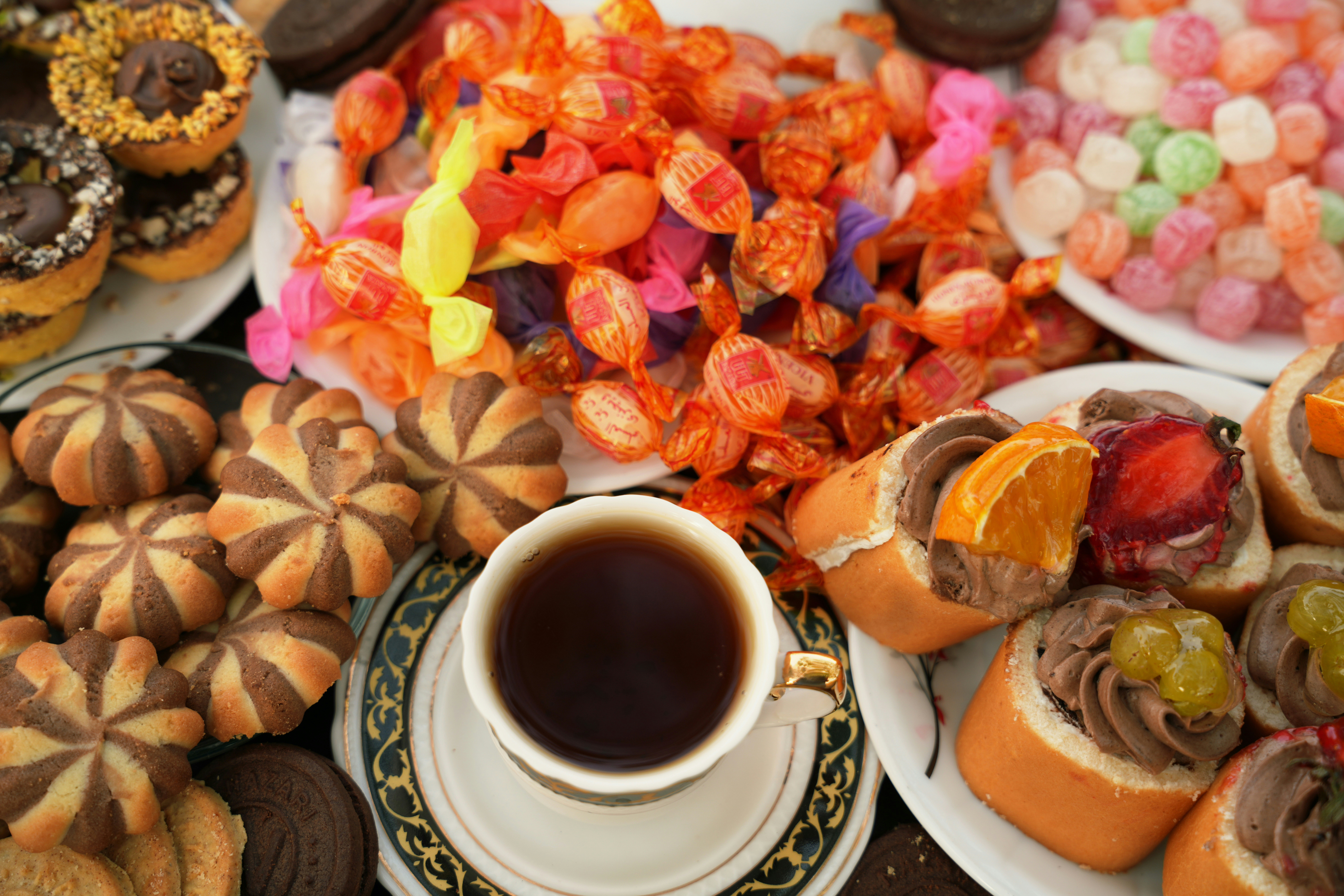 A Sweet Parade: Coffee, Candy, and Confections in a Café Spread