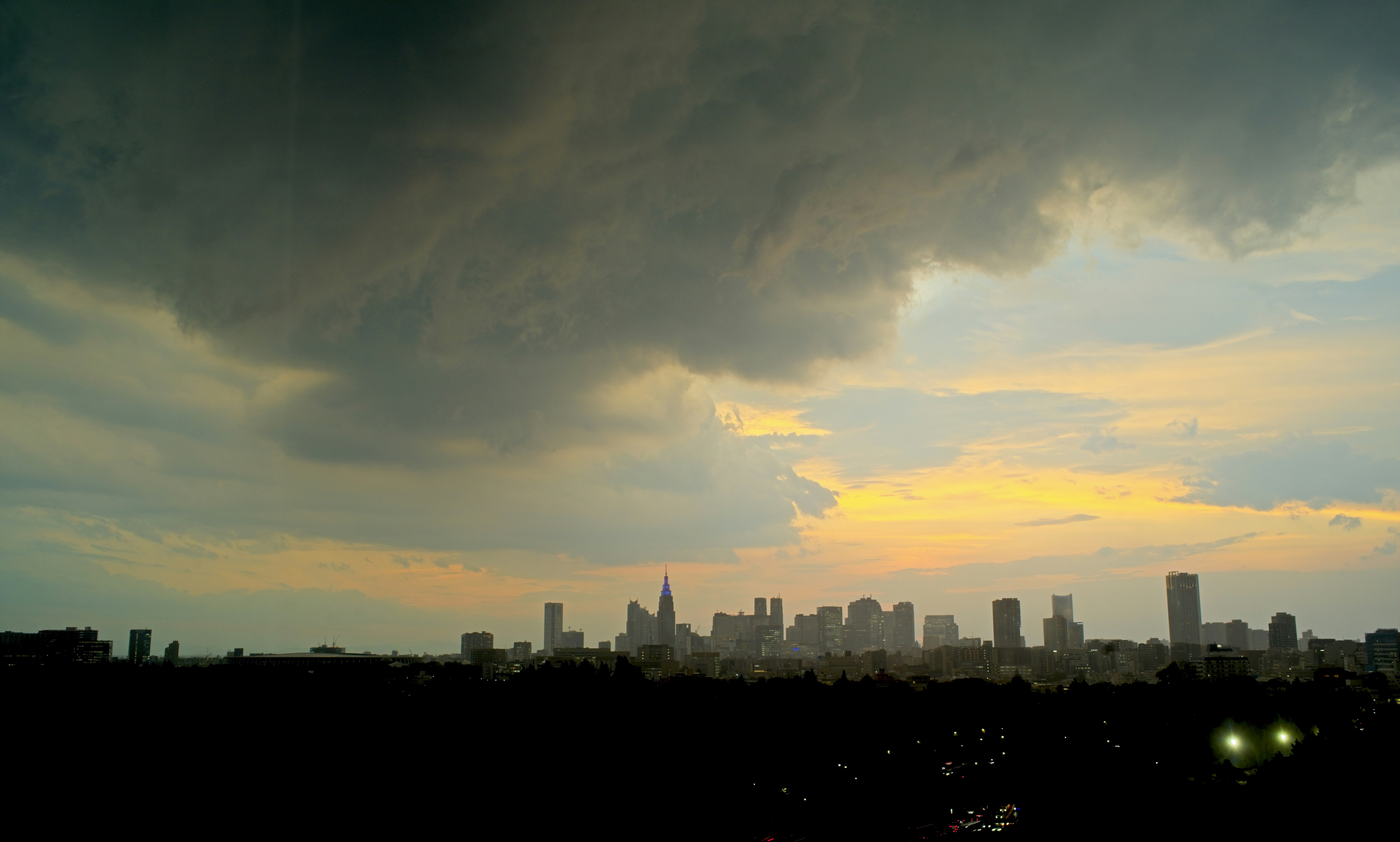 Sunset Over a Quiet City Silhouette