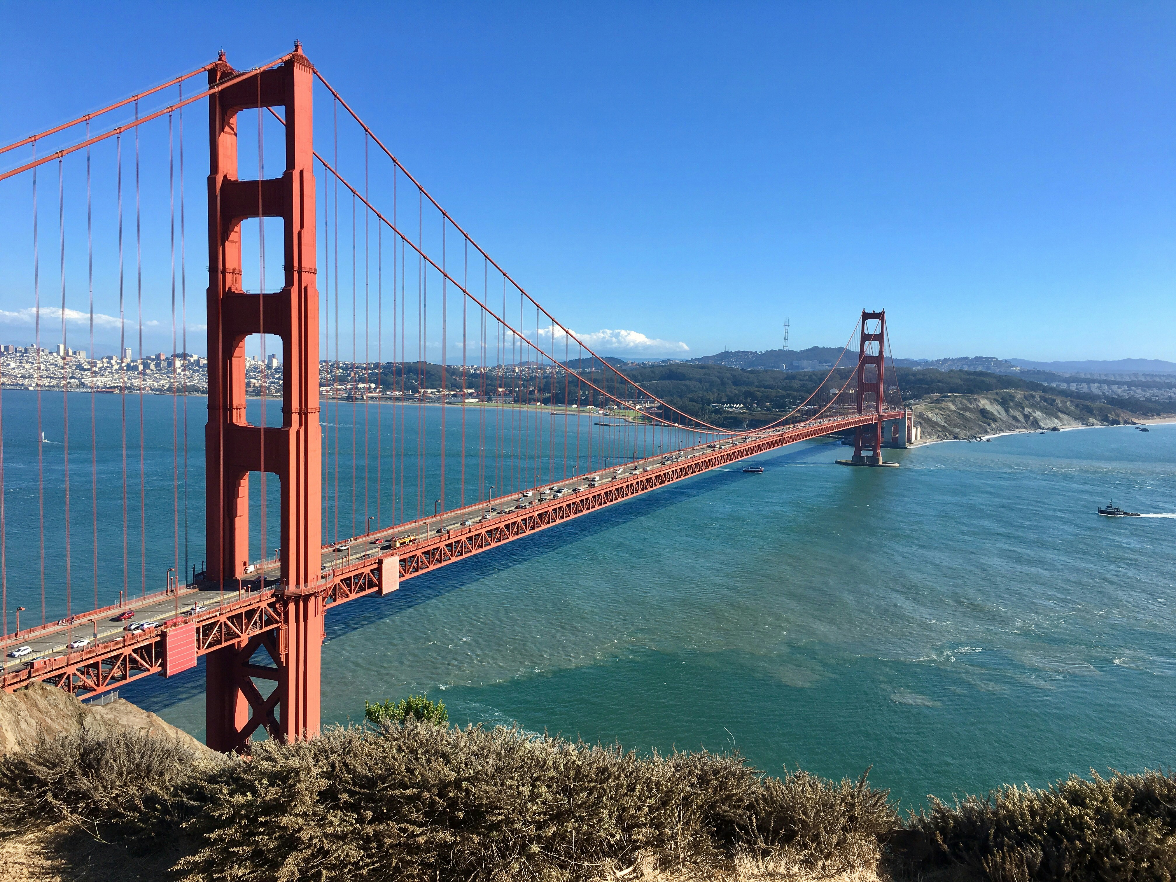 Golden Gate Span: A Riverside Vista toward the Bridge