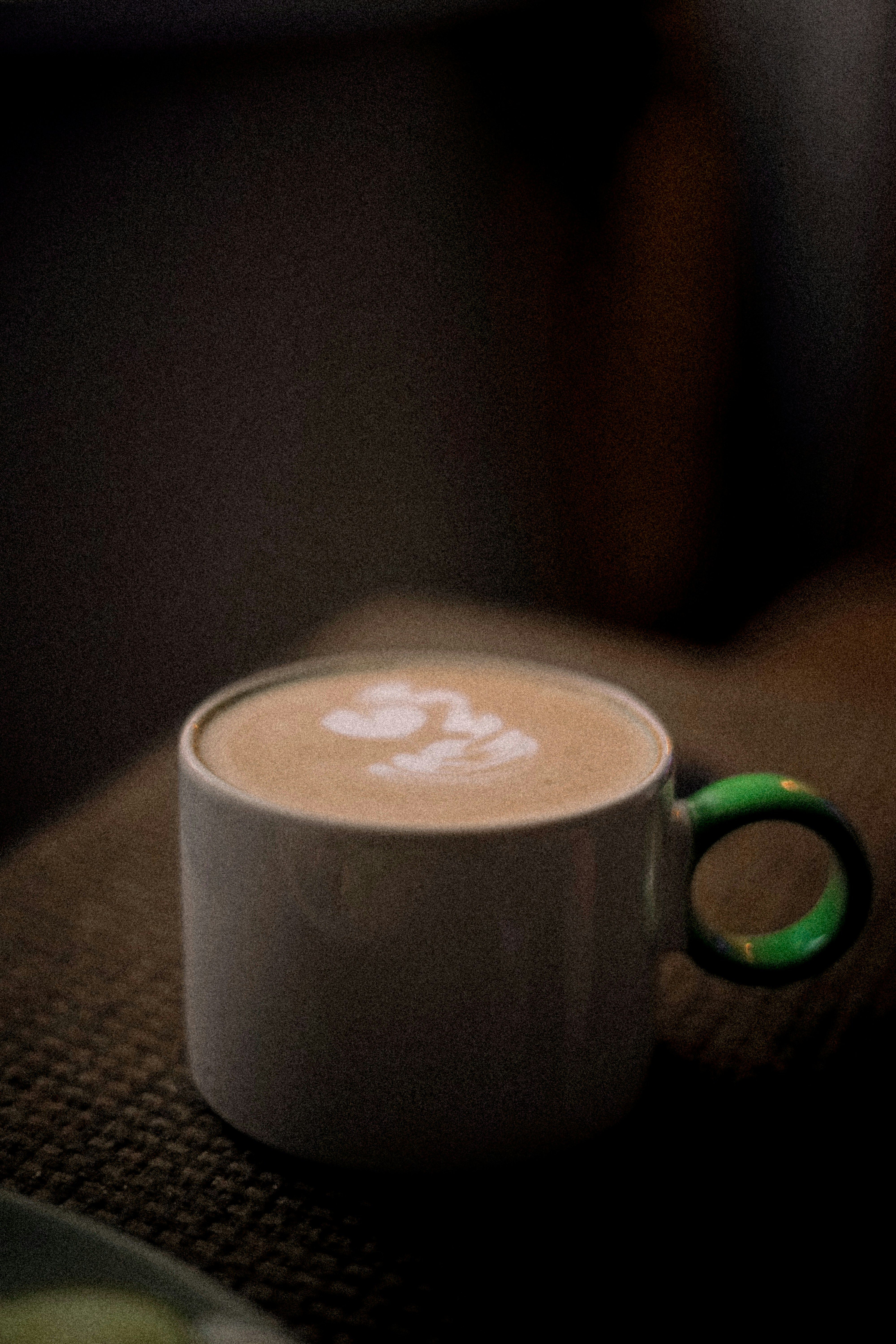 Cozy Espresso with a Green-Hued Handle