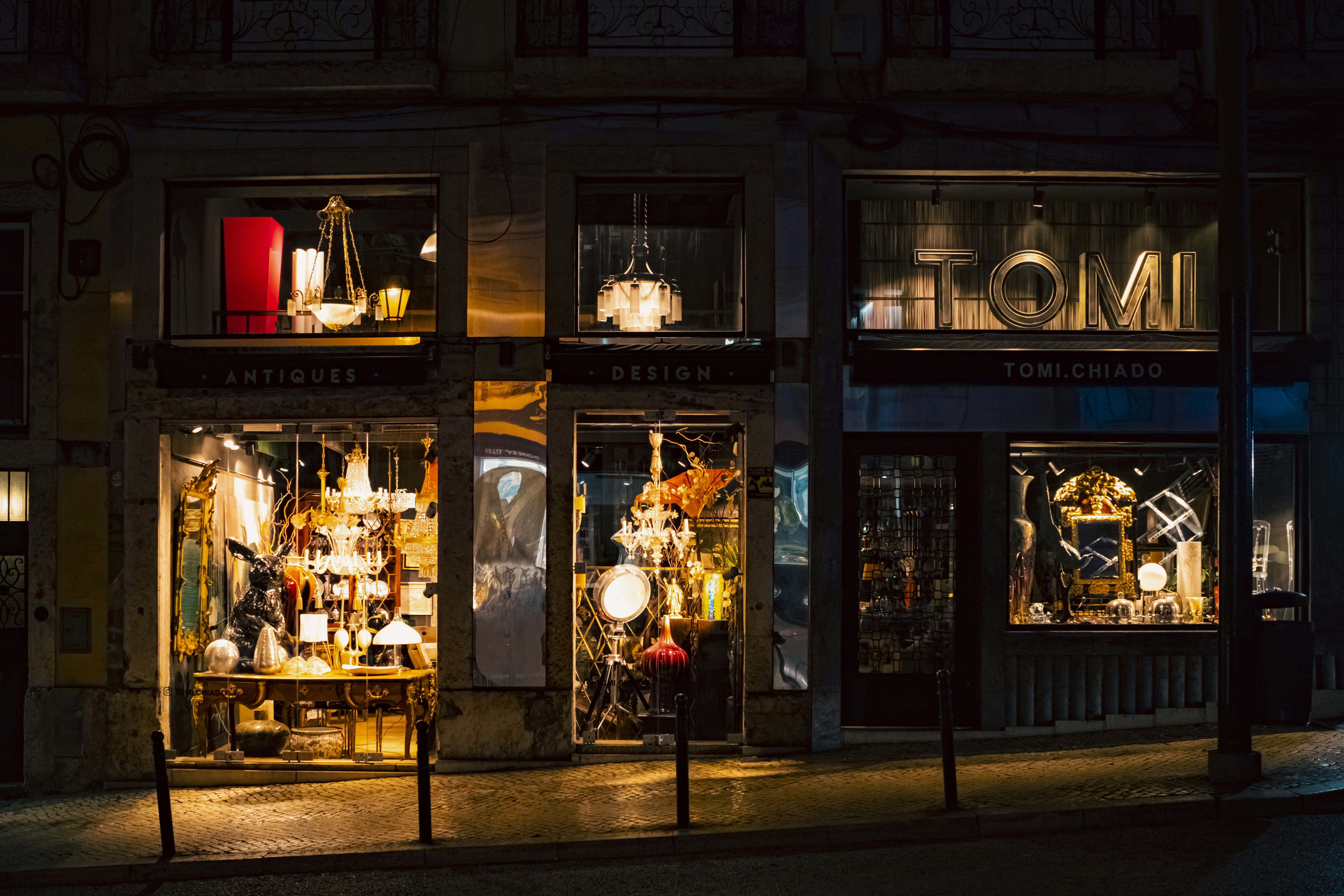 Warm Glare on a Night Shopfront