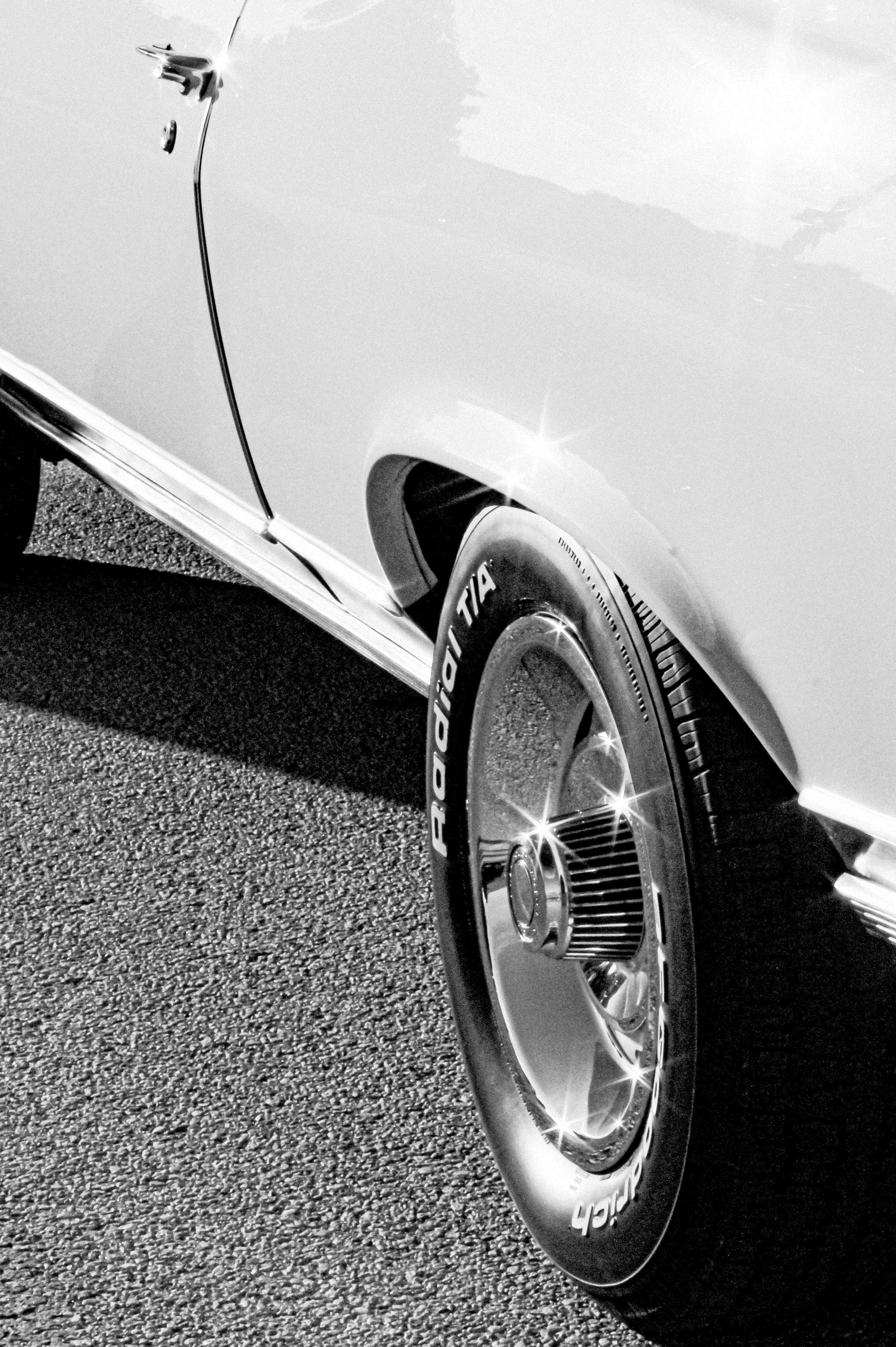 Chrome Foundry: A Close-Up of a Classic Car Wheel Glow