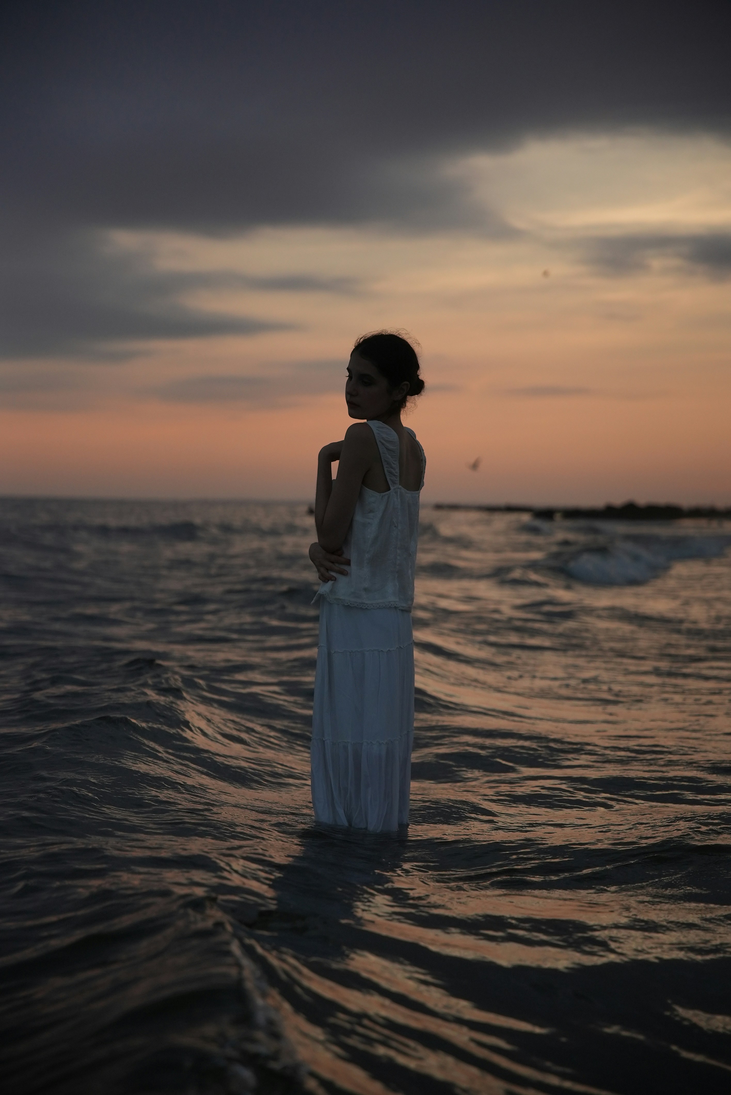 Evening Reverie: A Silhouette in Quiet Tides