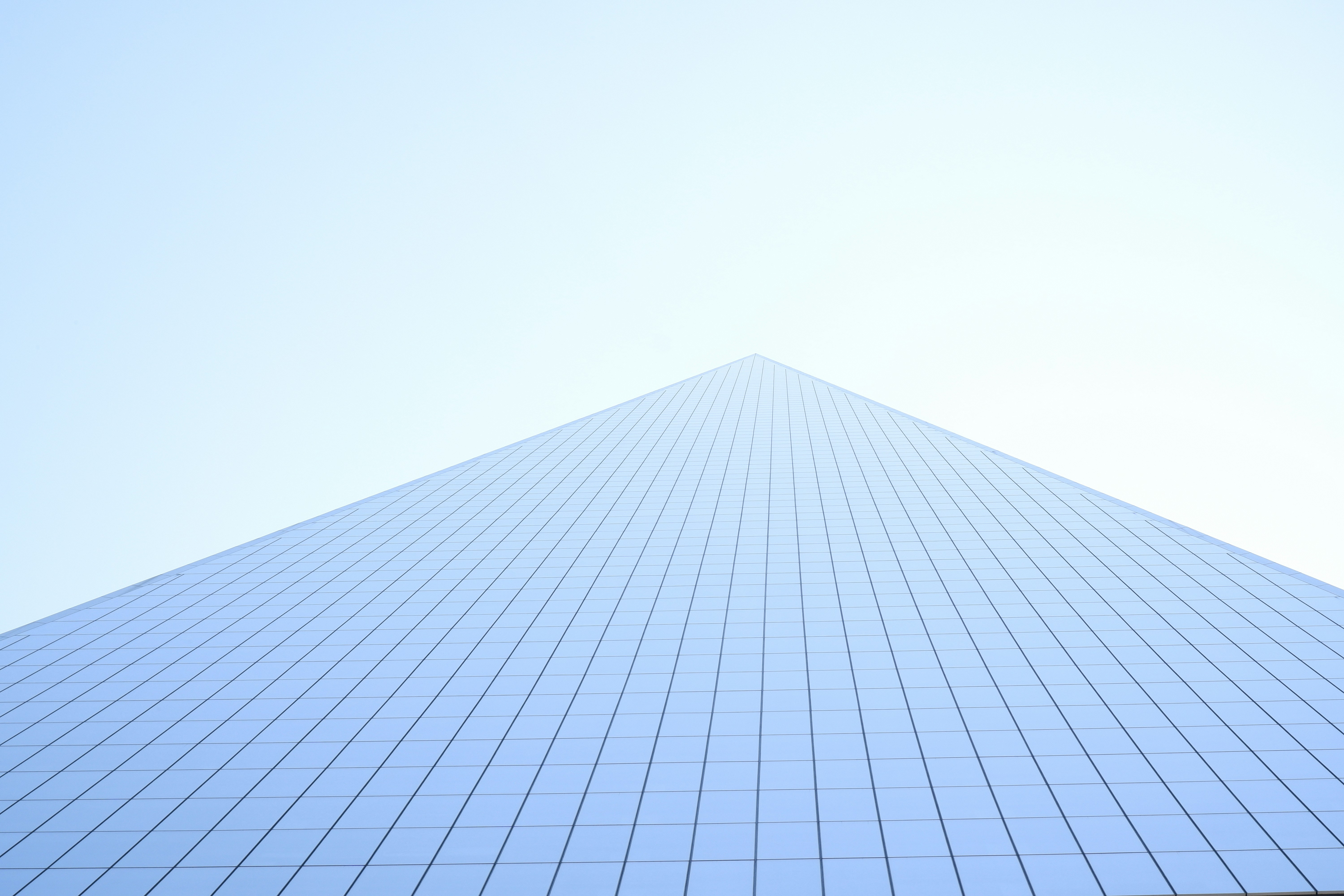 Rising Facade: Converging Glass Tapestry Beyond the Horizon