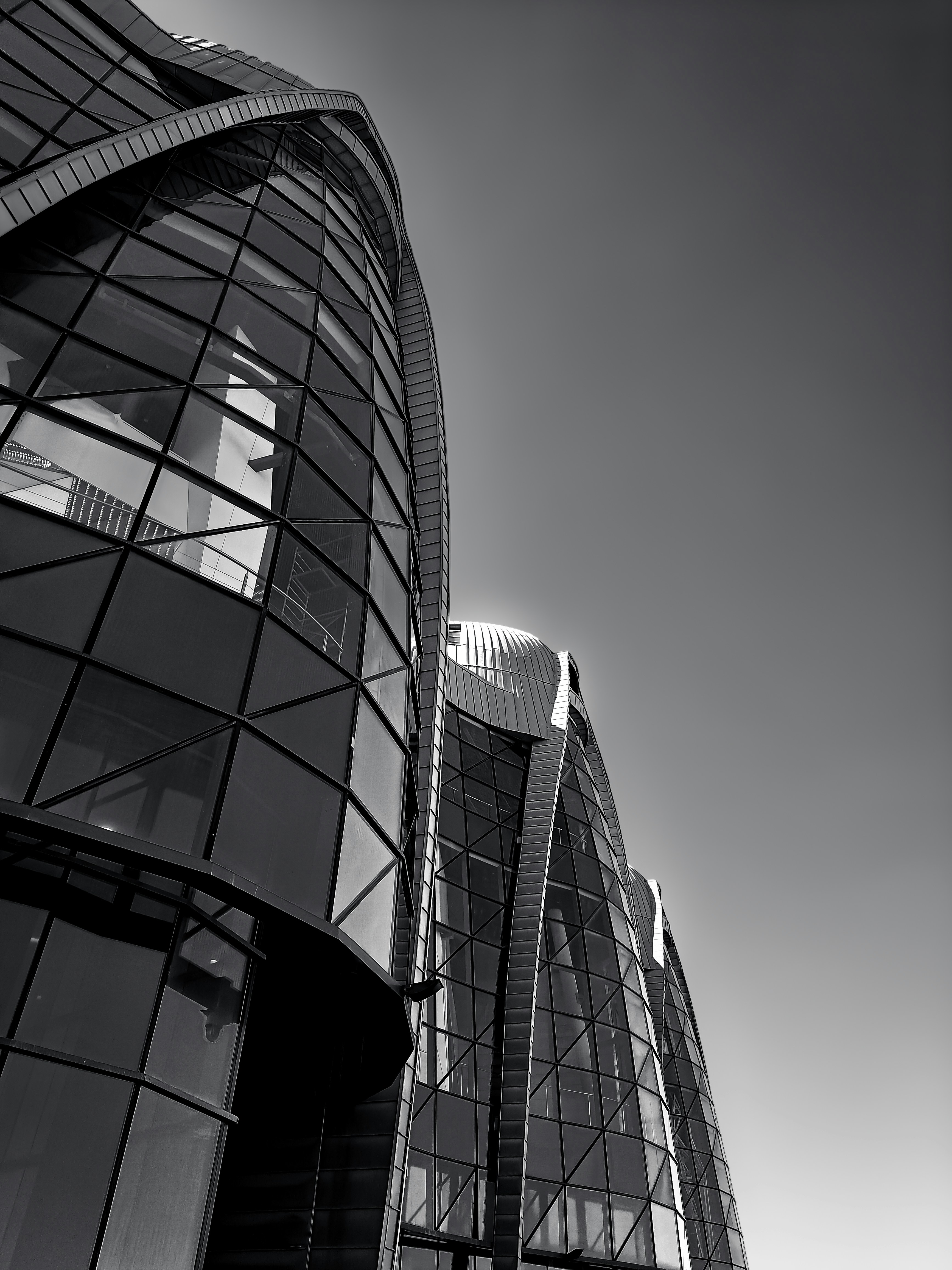 Glass Skylines: A Tilted Portrait of Modern Curves