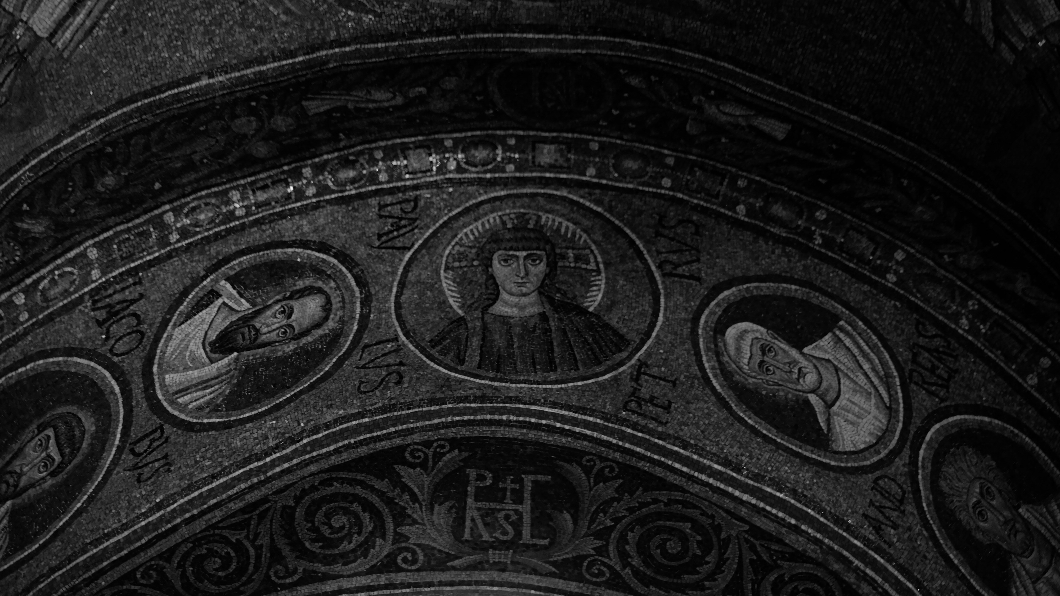 Mosaic of Silent Eyes: A Dark Archway Portrait