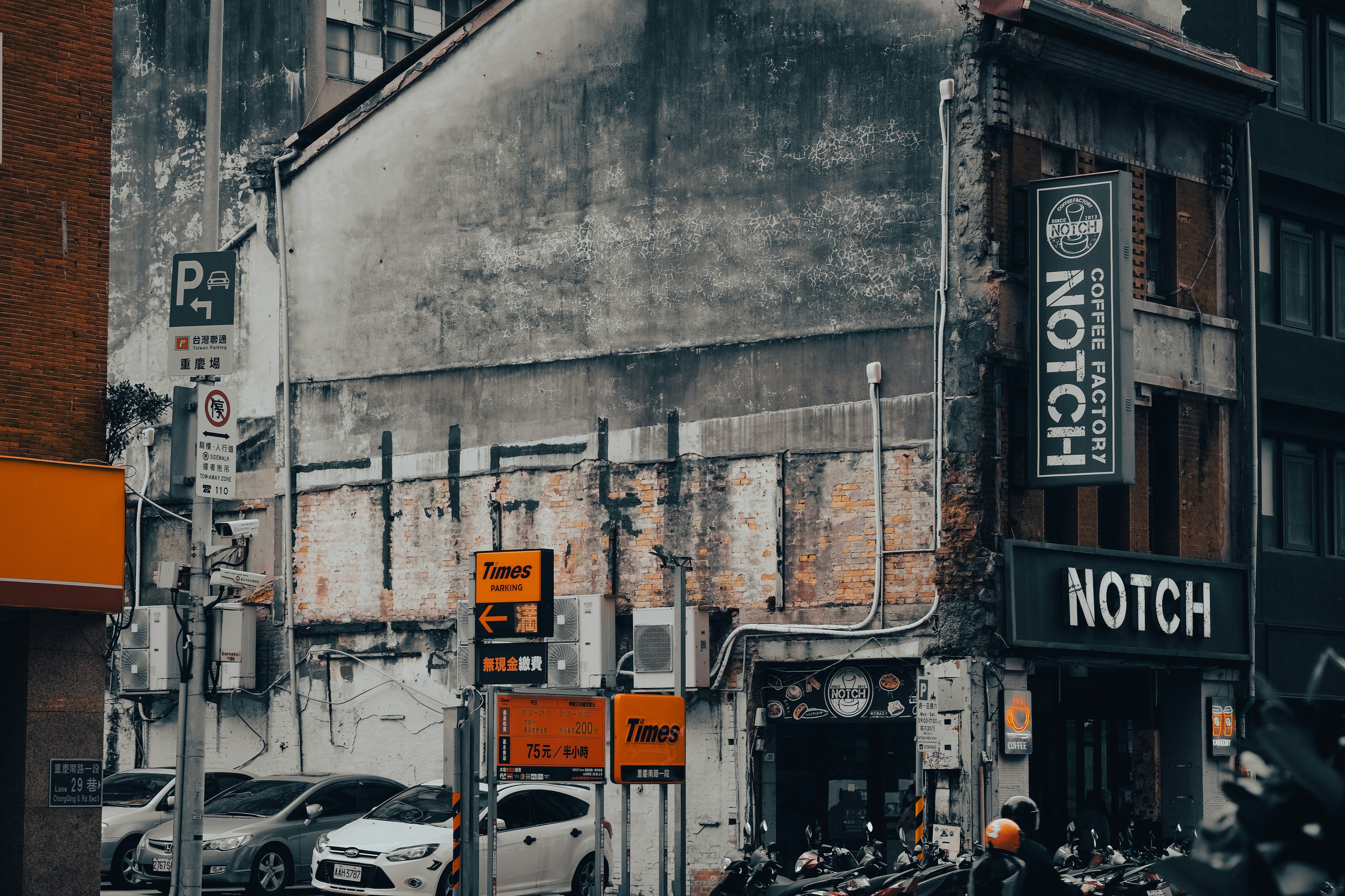 Urban Decay and Neon Signage: A Quiet Street Scene