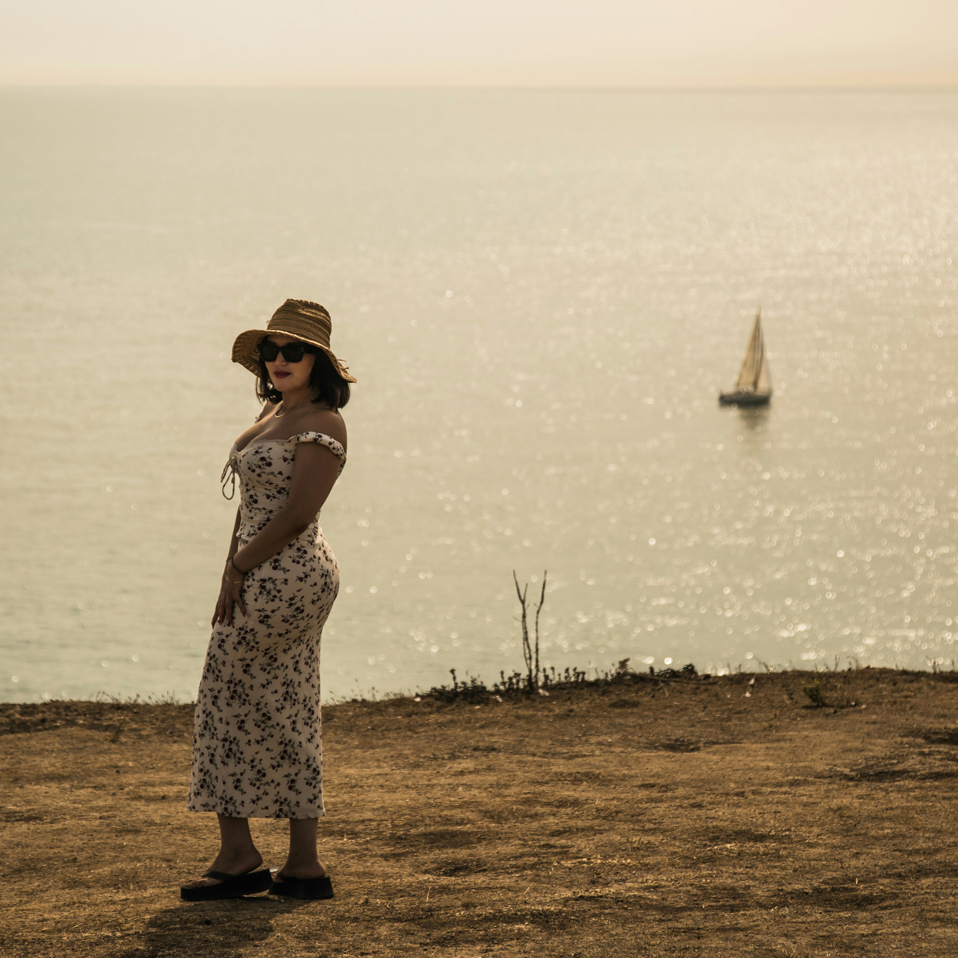 Sunlit Contemplation by the Seaside
