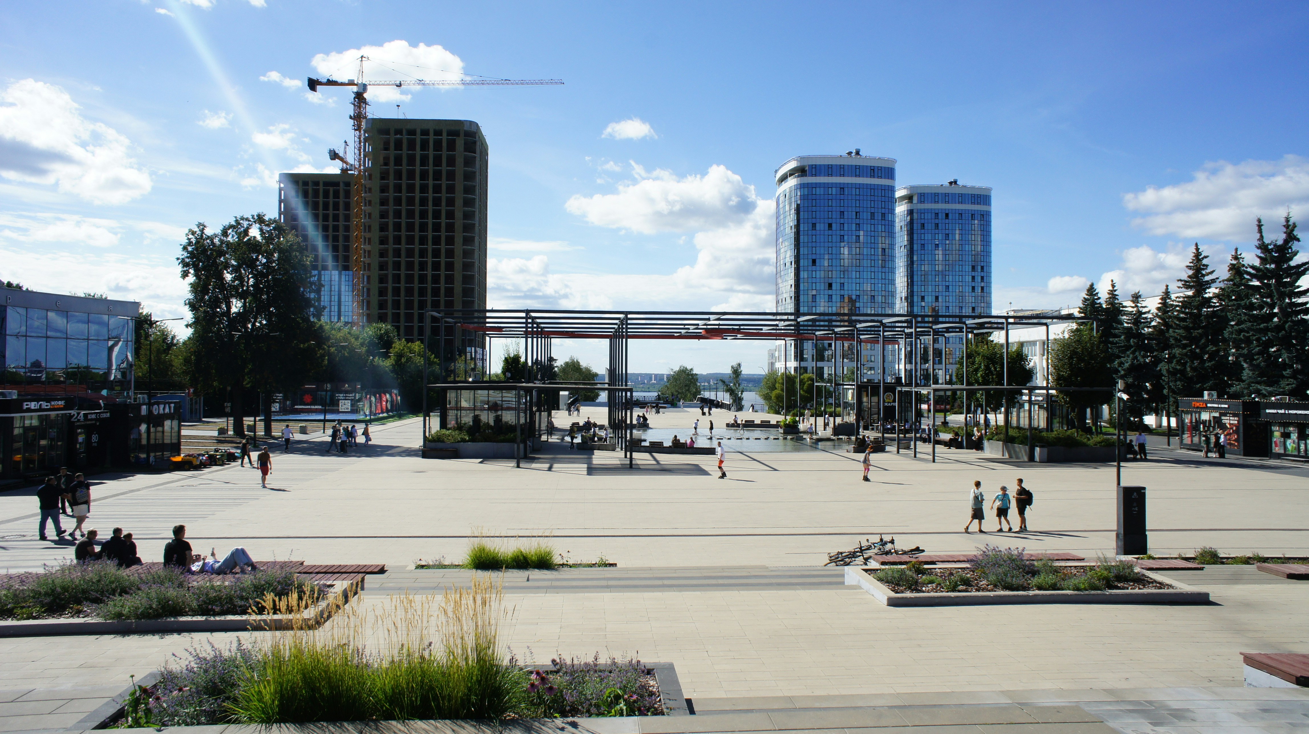 Urban Plaza Under Construction: A Quiet Moment Amid Modern Towers