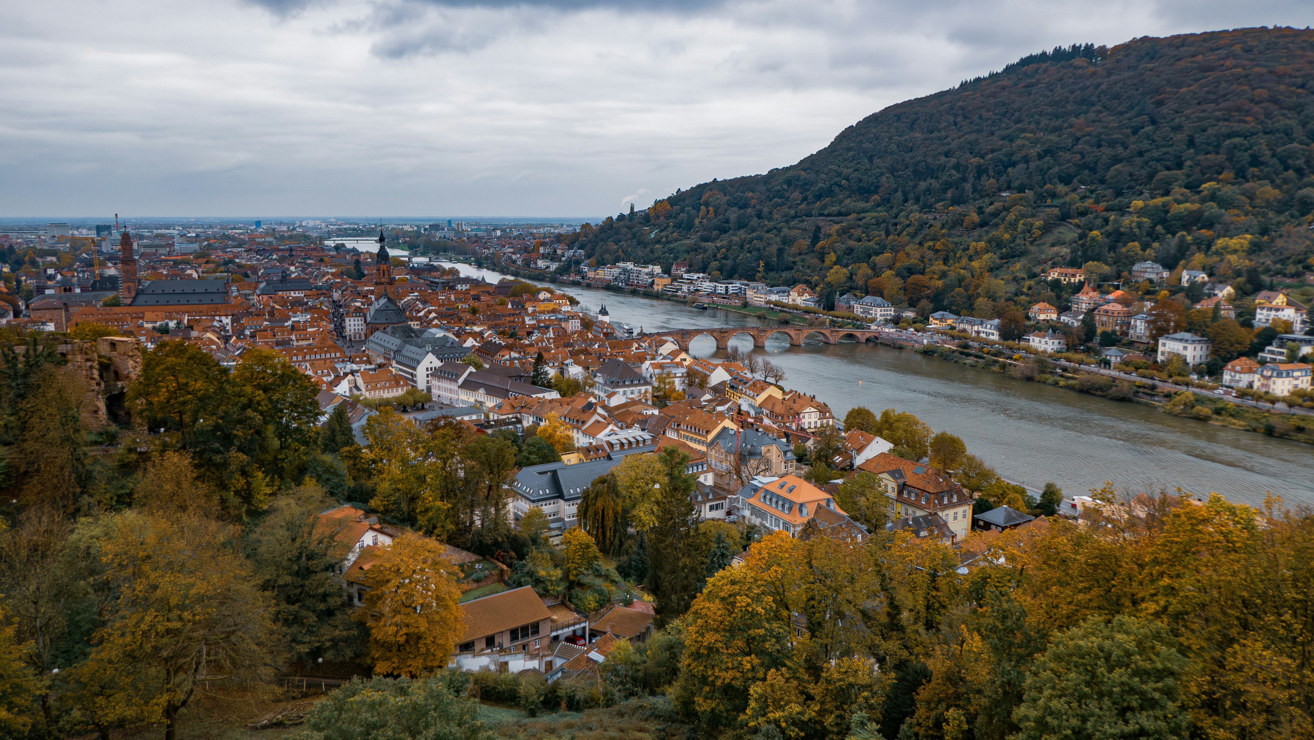 Autumn River Bend: A Bavarian Town Draped in Fall Colors