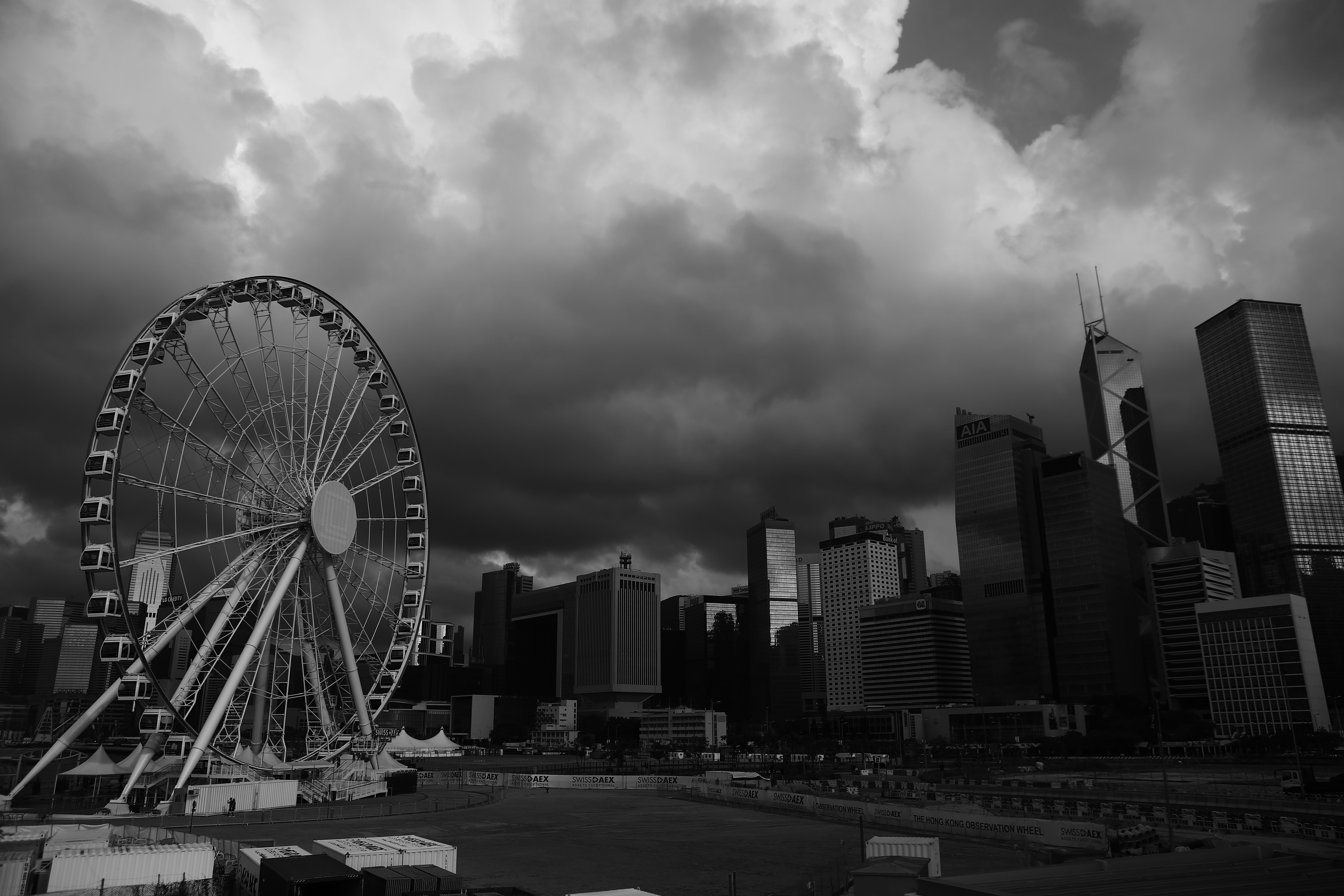 Steel Ring Over skyline: A City Portrait in Monochrome