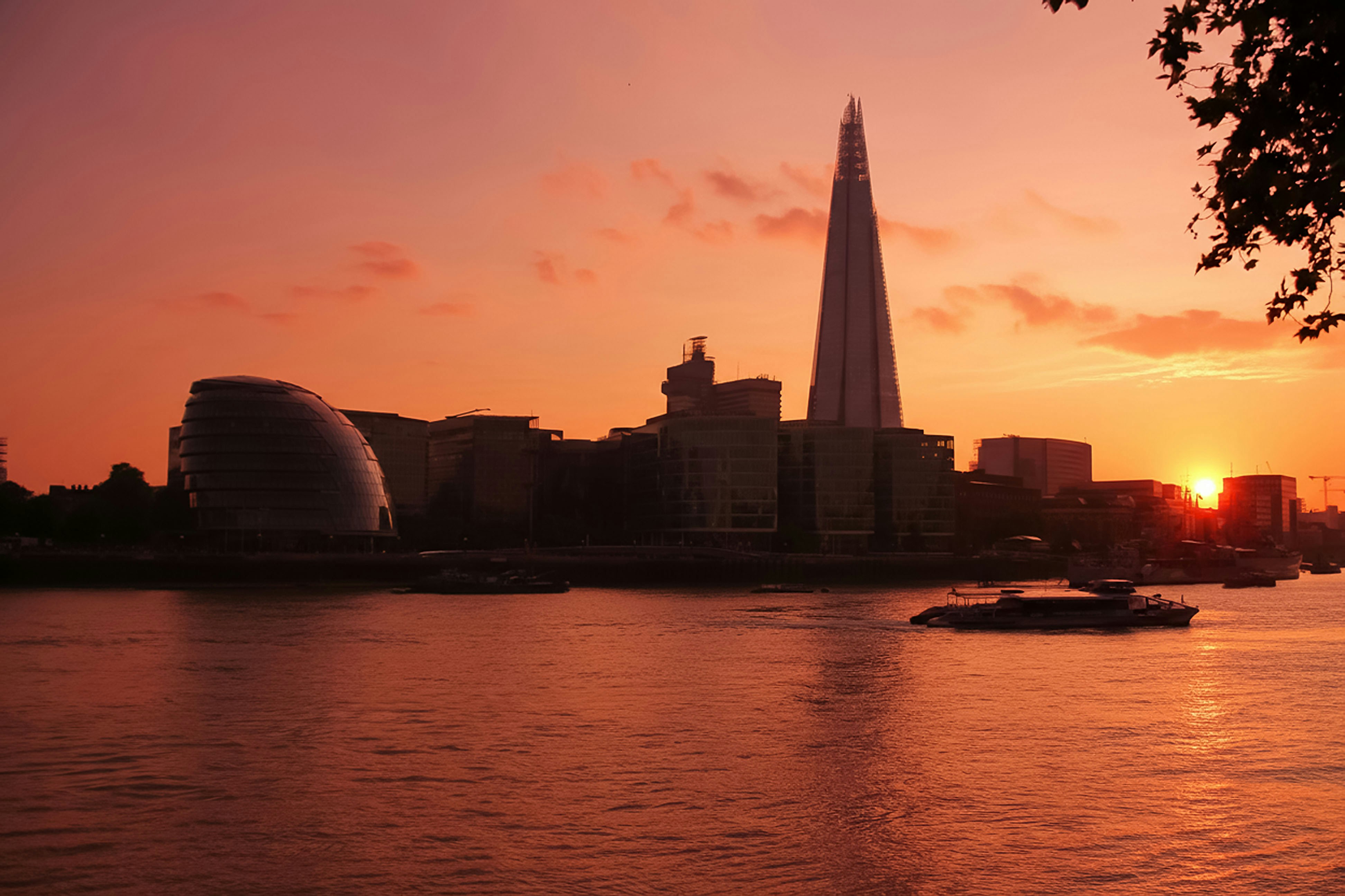 Sunset Silhouette over the Thames: The Shard and the City