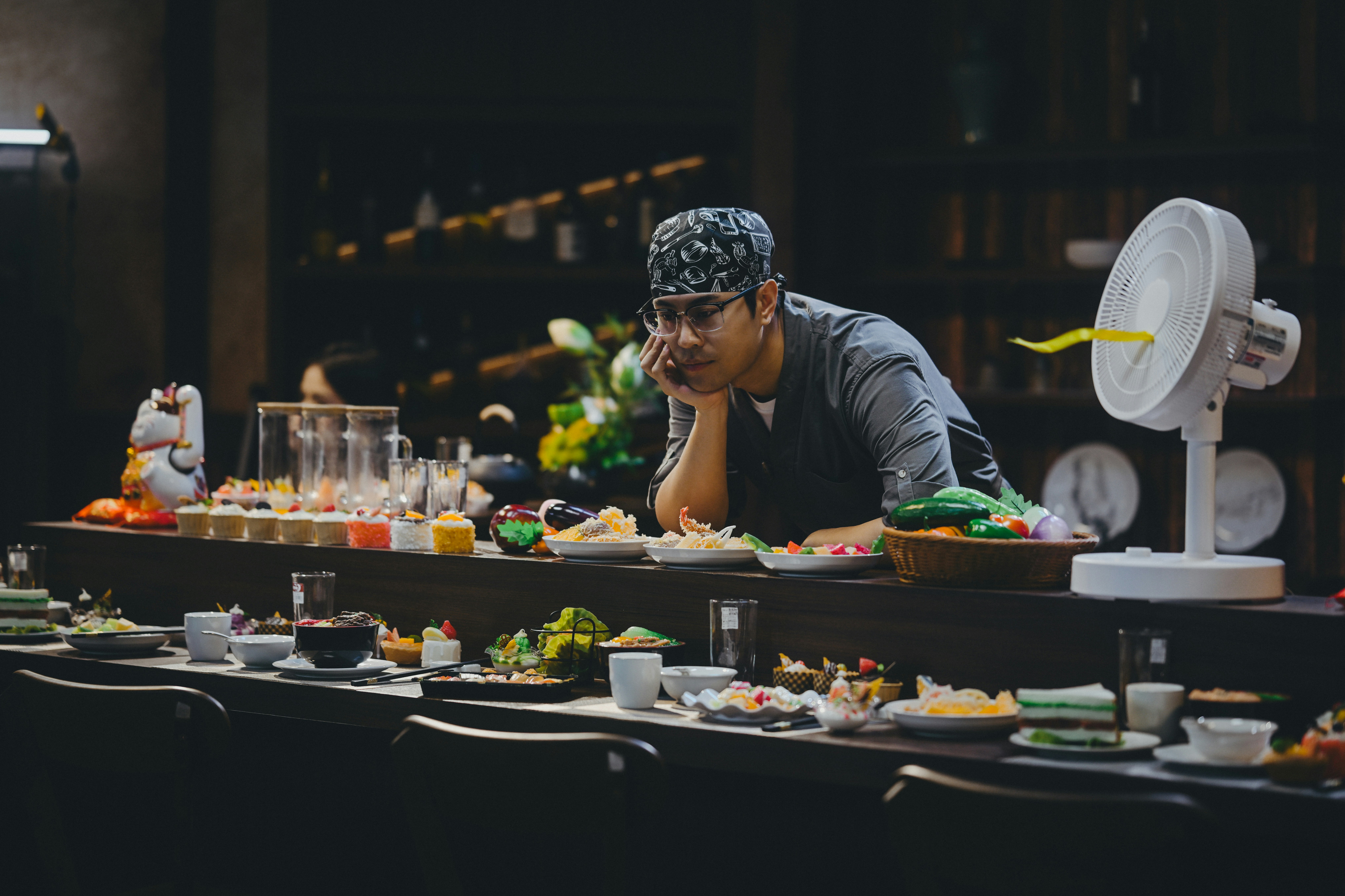 Chef's Concentration at the Sushi Bar