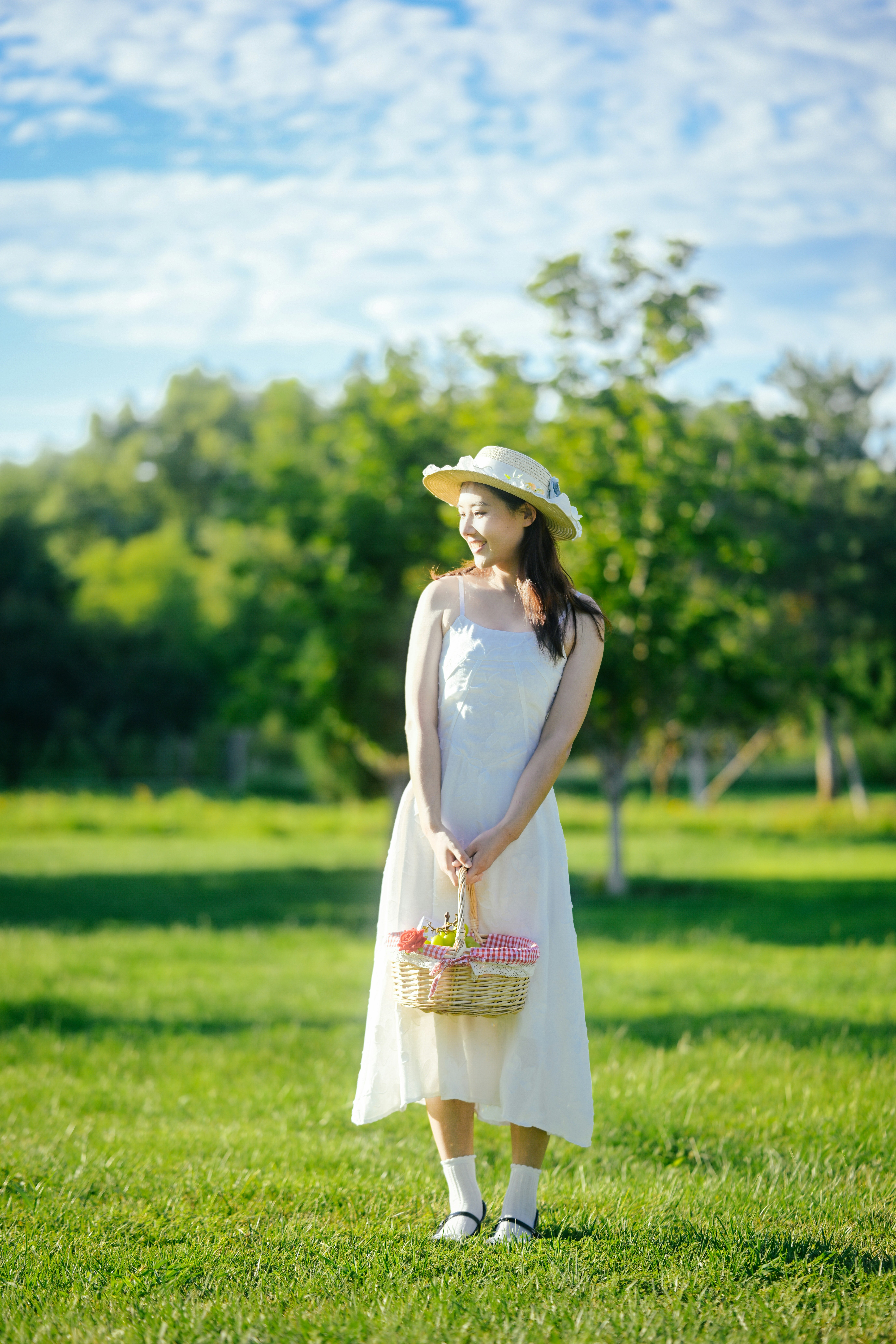 Sunlit Meadow Bride in a Straw Hat