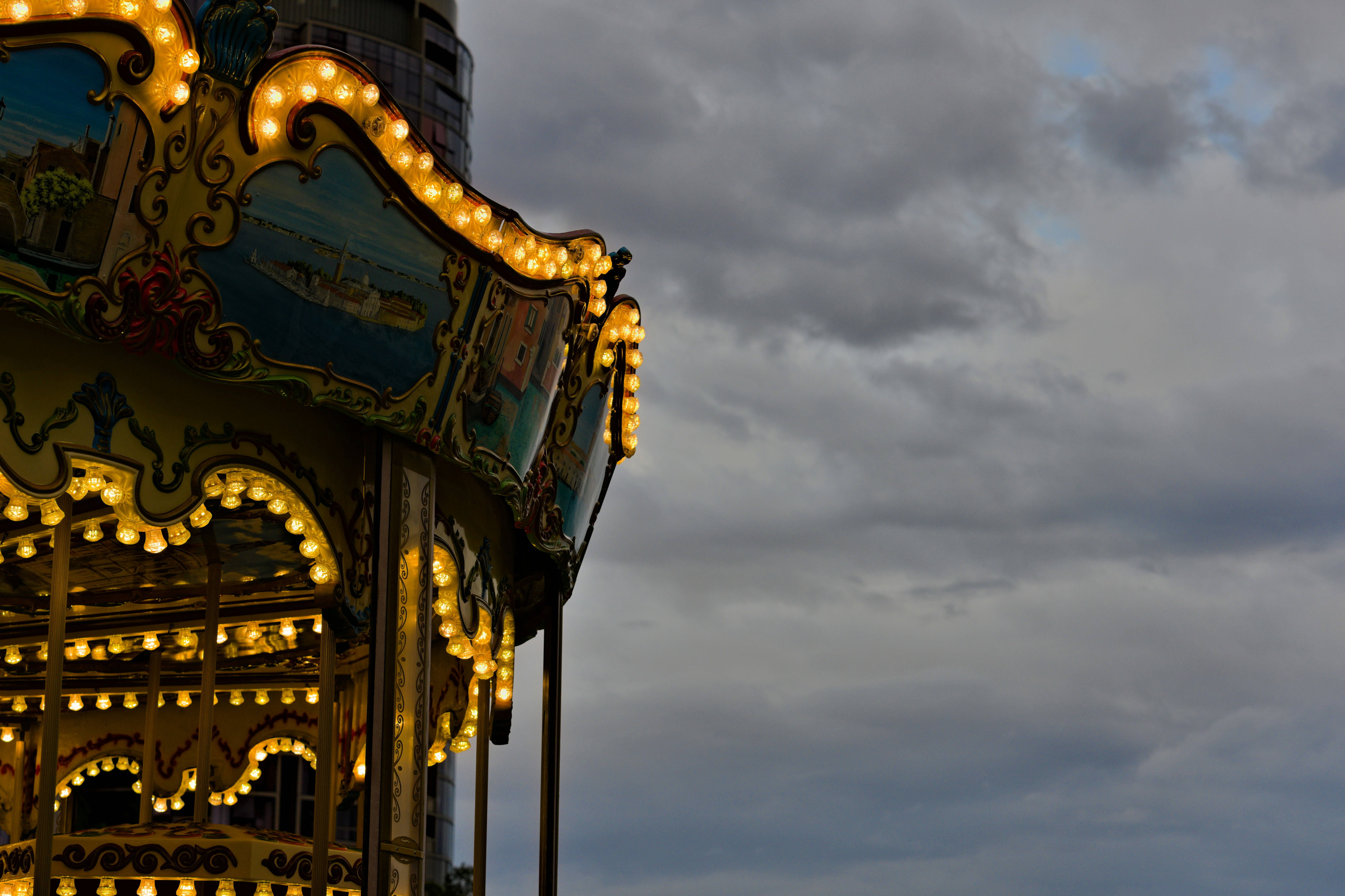 Golden Carousel Edge at Dusk