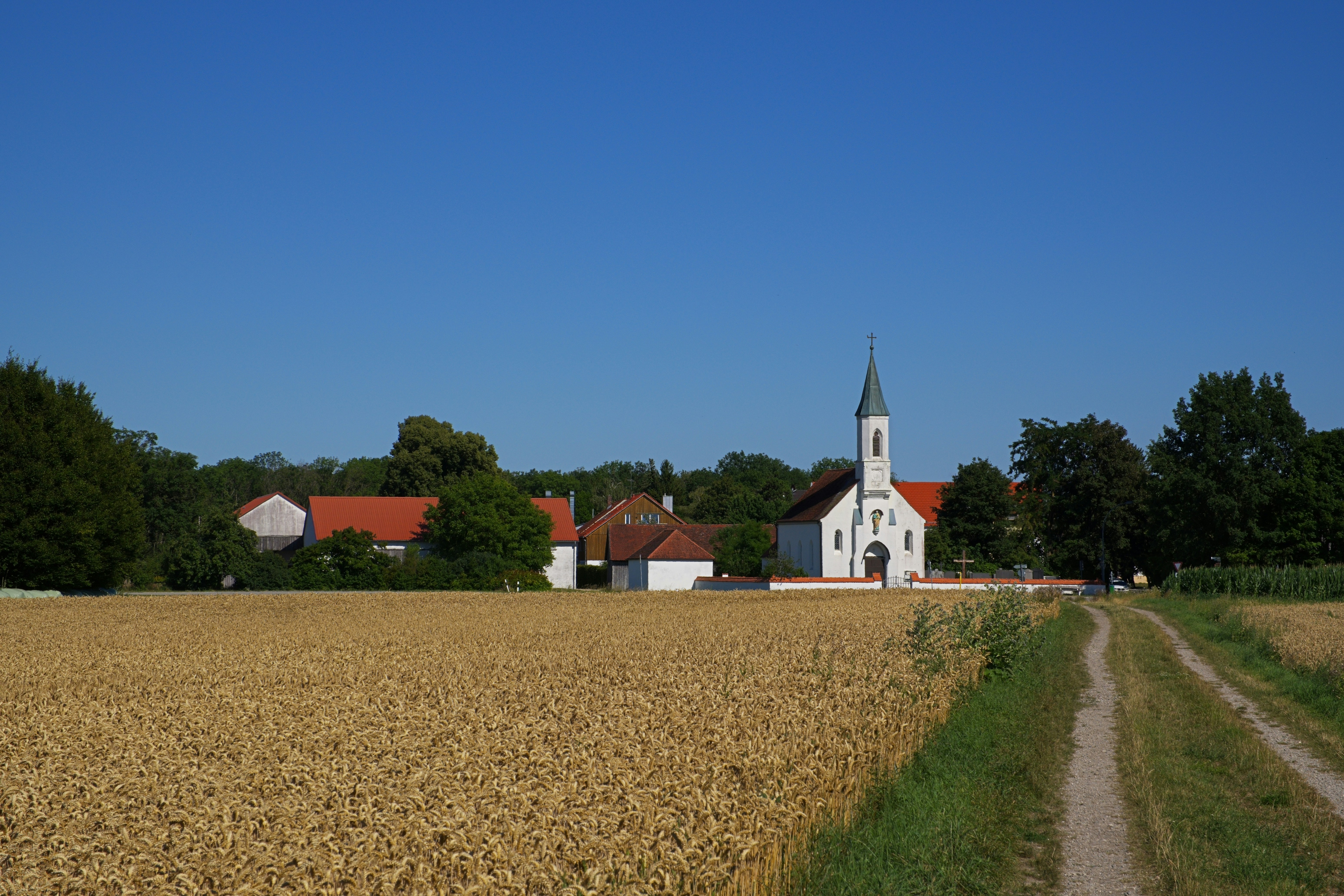 Village Church Rising at Field's Edge